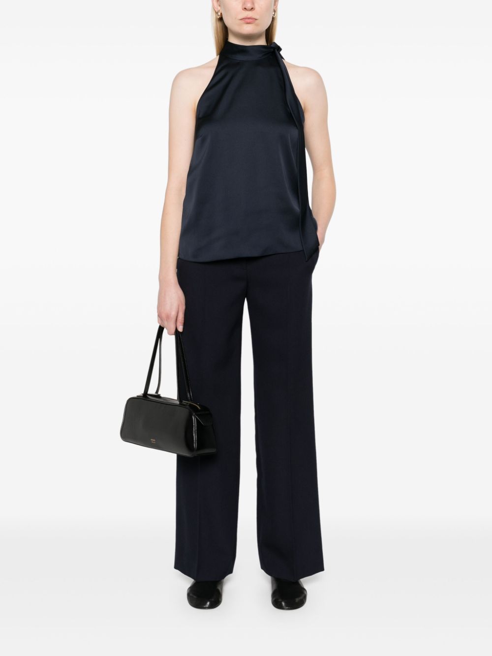 THEORY Theory Textured-Satin Halter Top