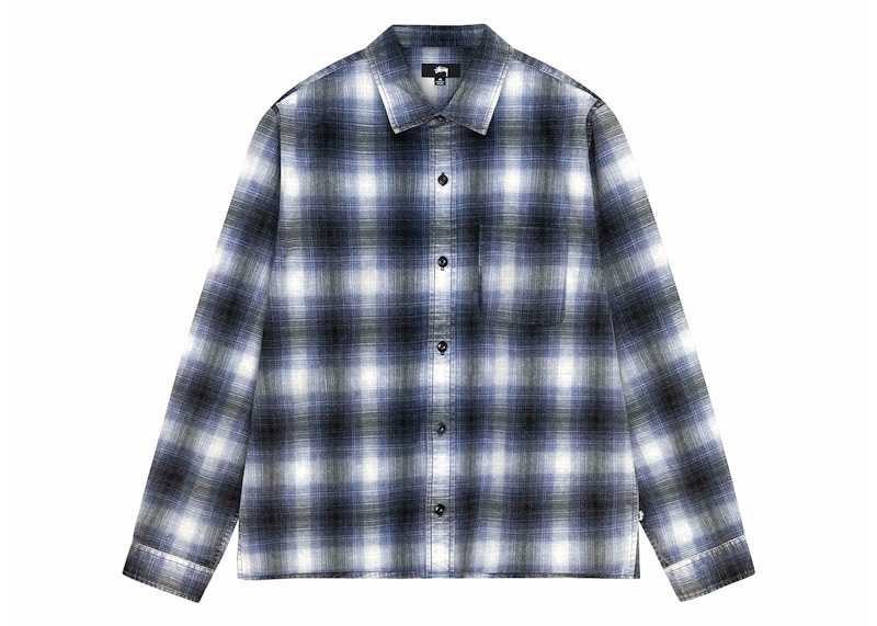 StüSsy Quilted Lined Plaid Shirt Check Flannel Quilted Shirt - Blu