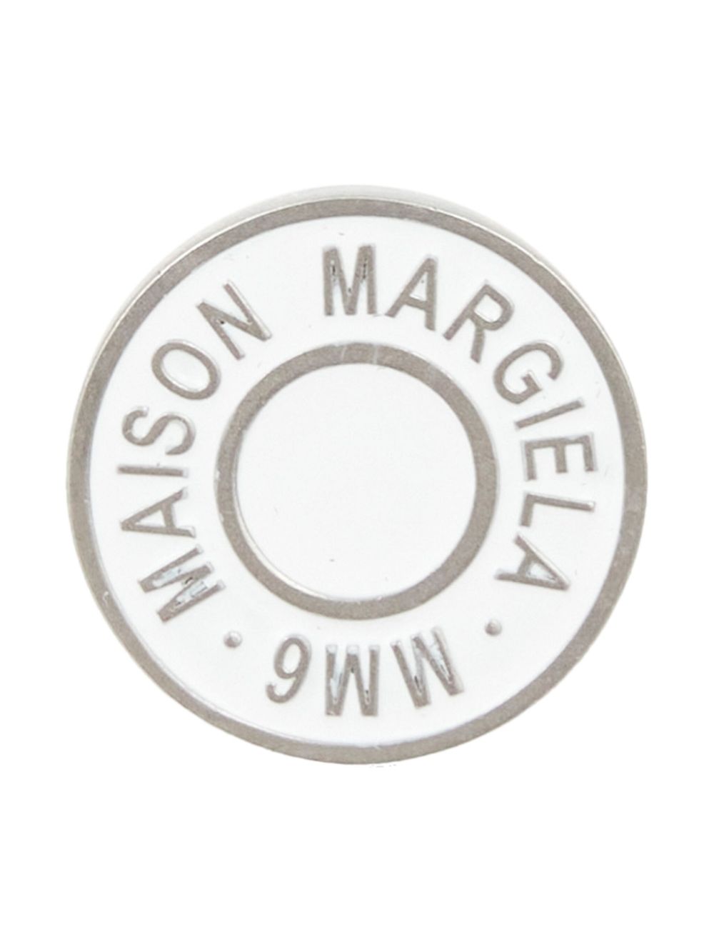 Maison Margiela Logo-Print Pin Badge - White | Editorialist