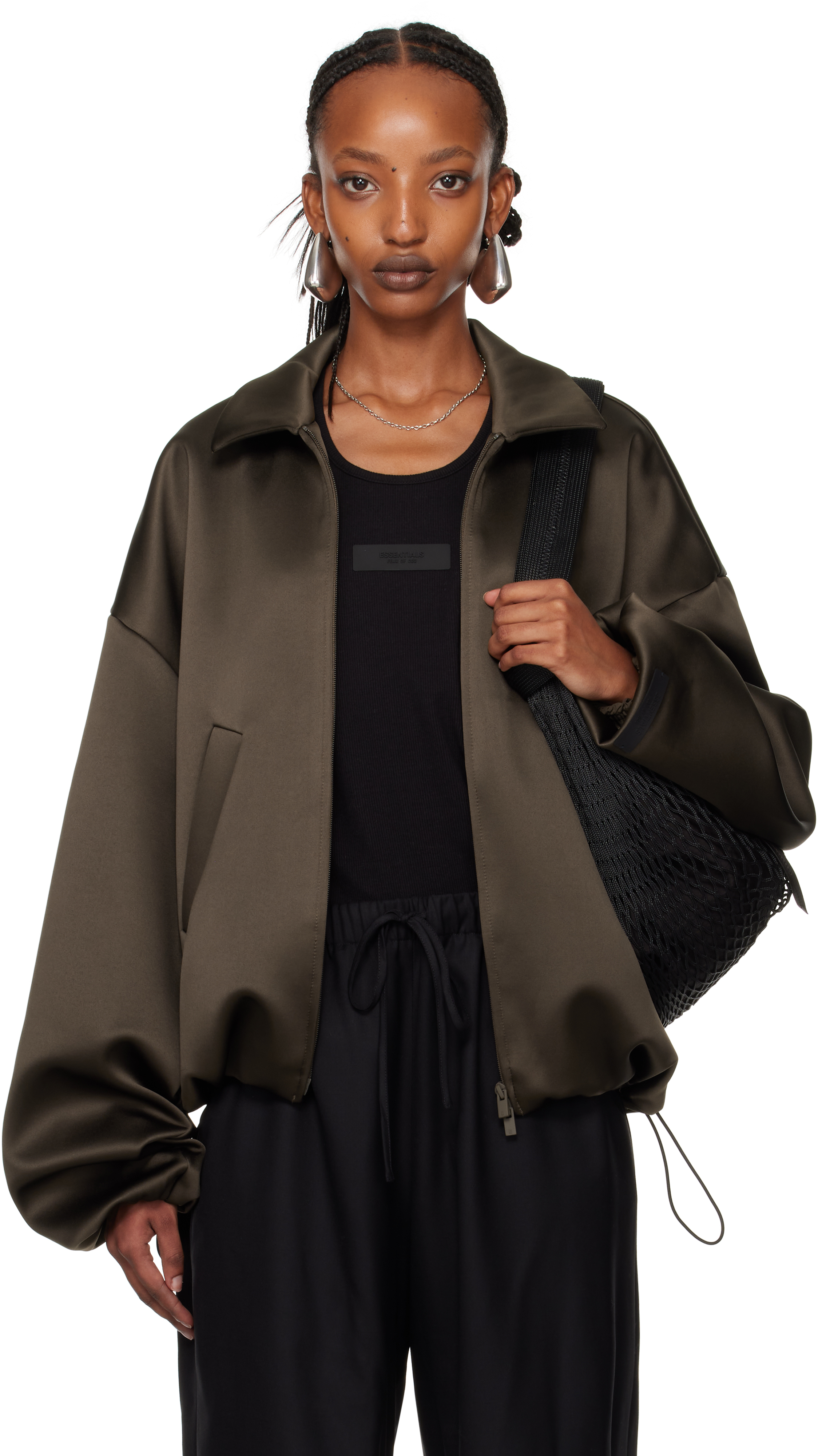 Fear Of God Satin Bomber Jacket - Brown | Editorialist