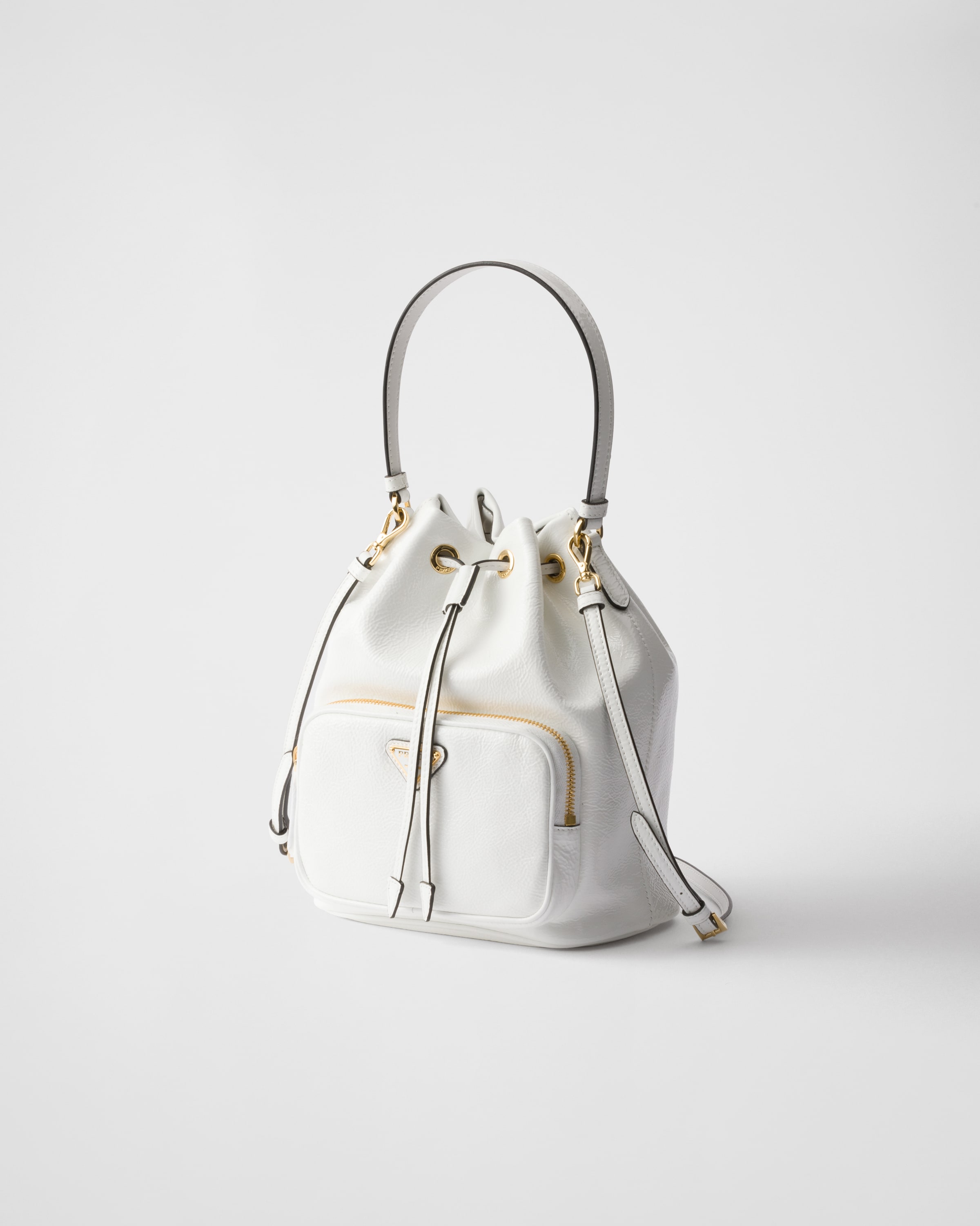 Prada Duet Naplak Patent Leather Bucket Bag - White  display picture 2