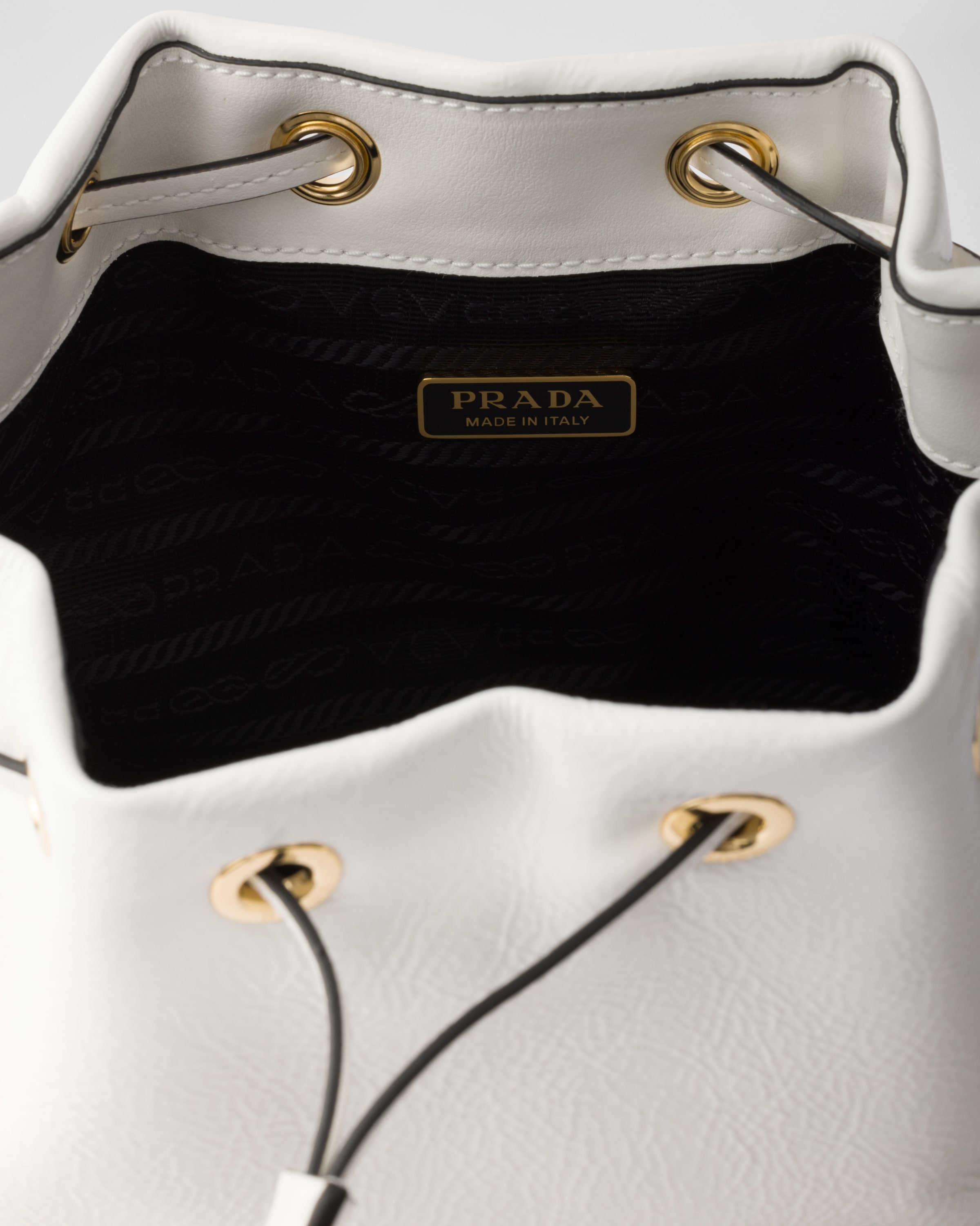 Prada Duet Naplak Patent Leather Bucket Bag with Gold Accents Black Prada Duet Naplak Patent Leather Bucket Bag | PRADA main image 4
