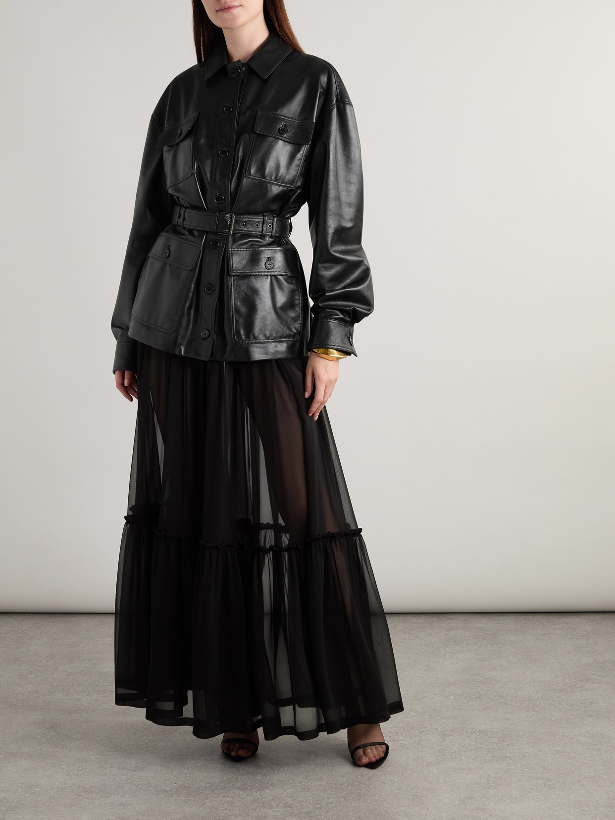 SAINT LAURENT SAINT LAURENT Belted Leather Jacket