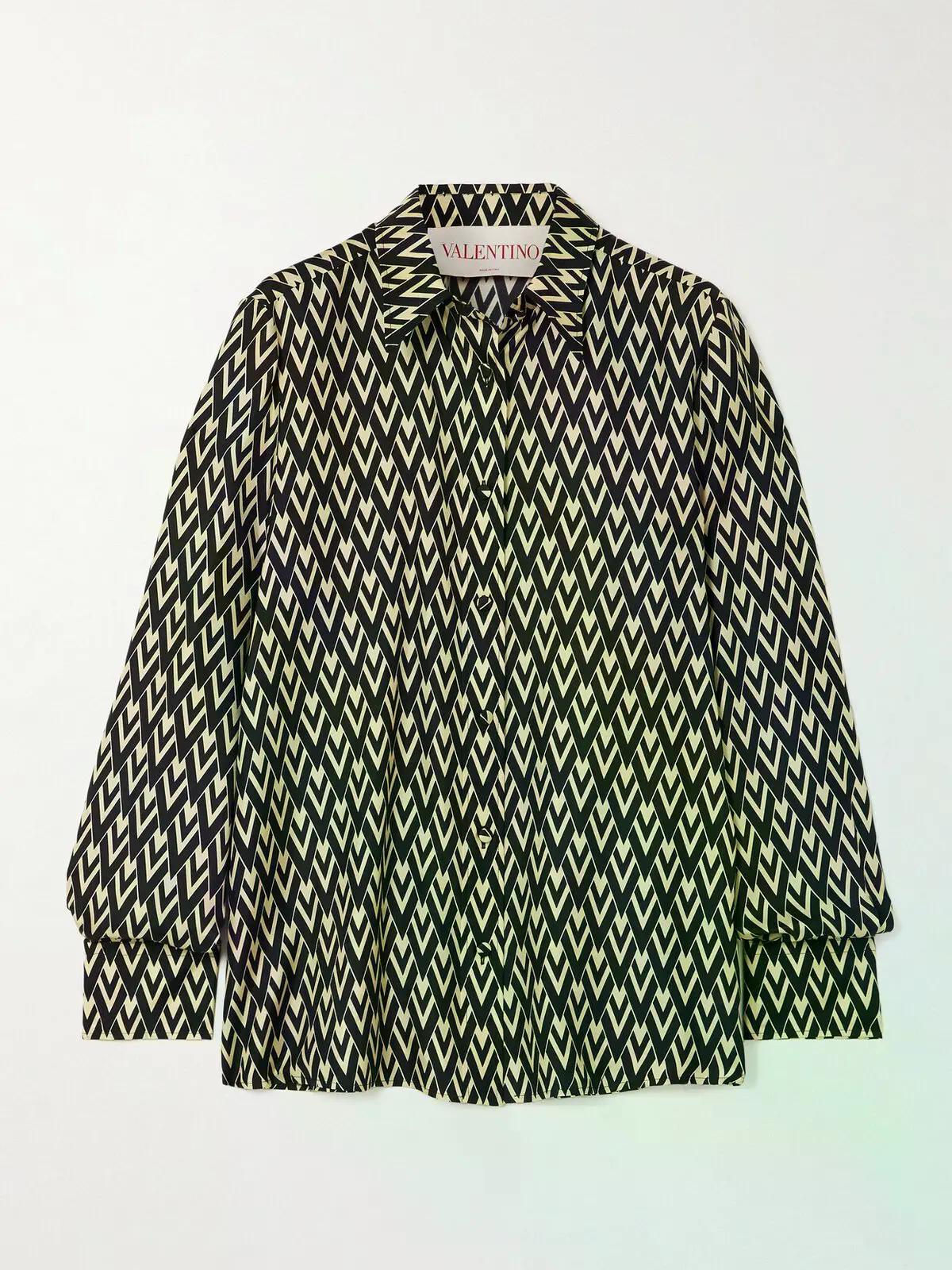 Valentino Garavani Printed Silk-Twill Shirt - Black