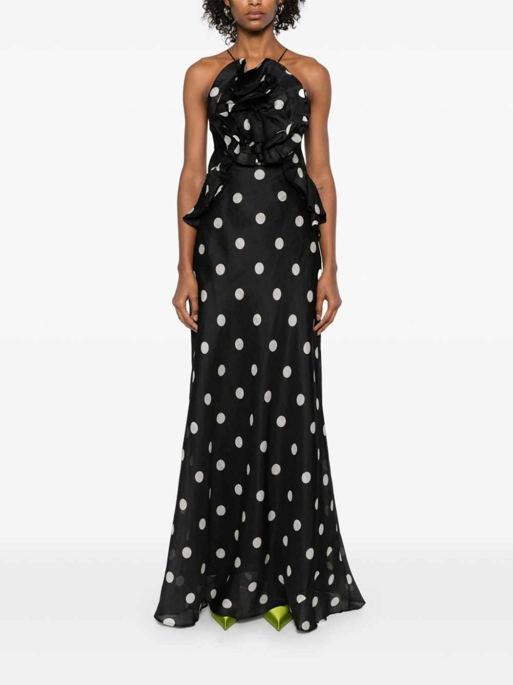 Zimmermann Crush Ruffle Halter Maxi Dress - Black | Editorialist Zimmermann Crush Ruffle Halter Maxi Dress - Black | Editorialist