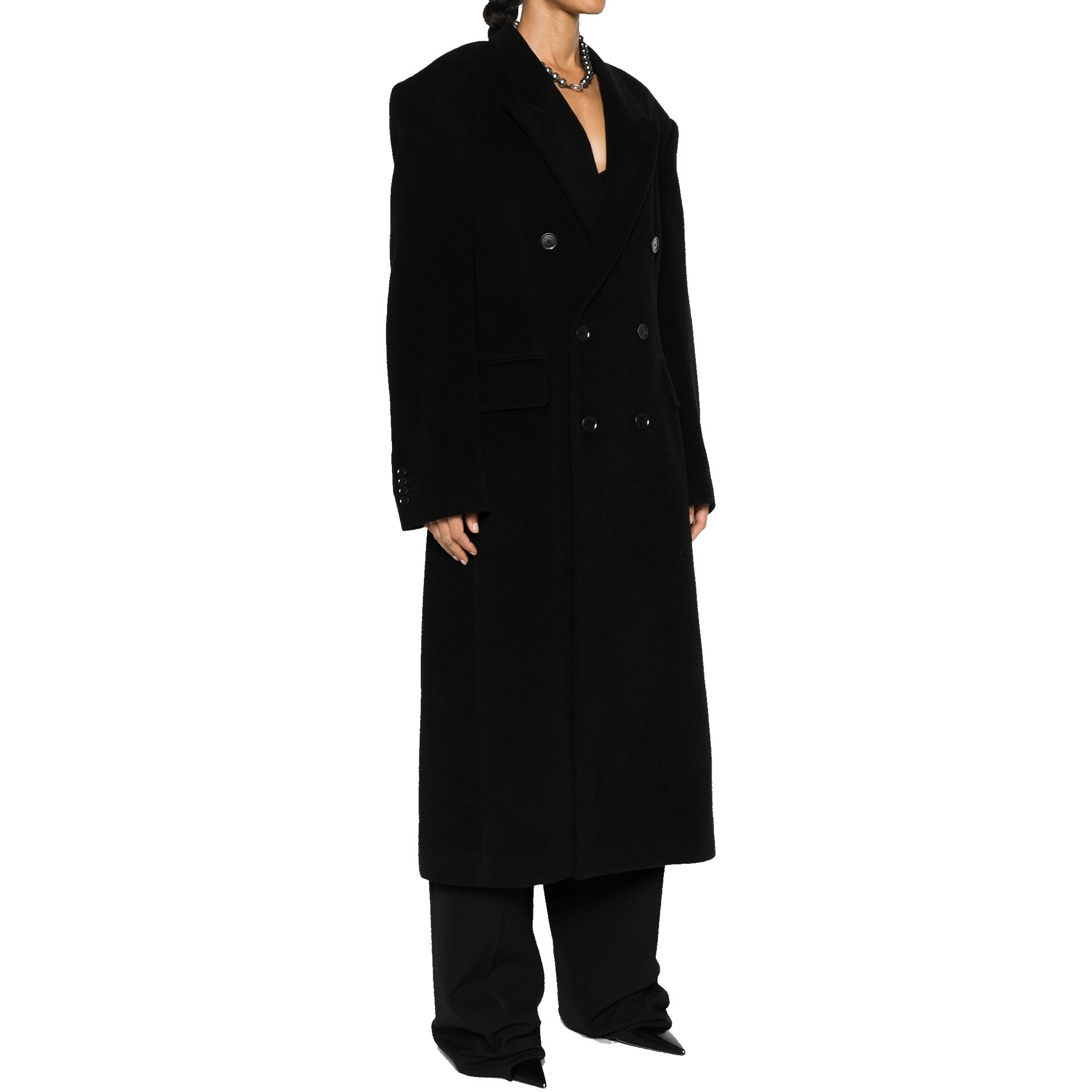 Balenciaga Cashmere And Wool Cinched Coat In Black - 46% Off