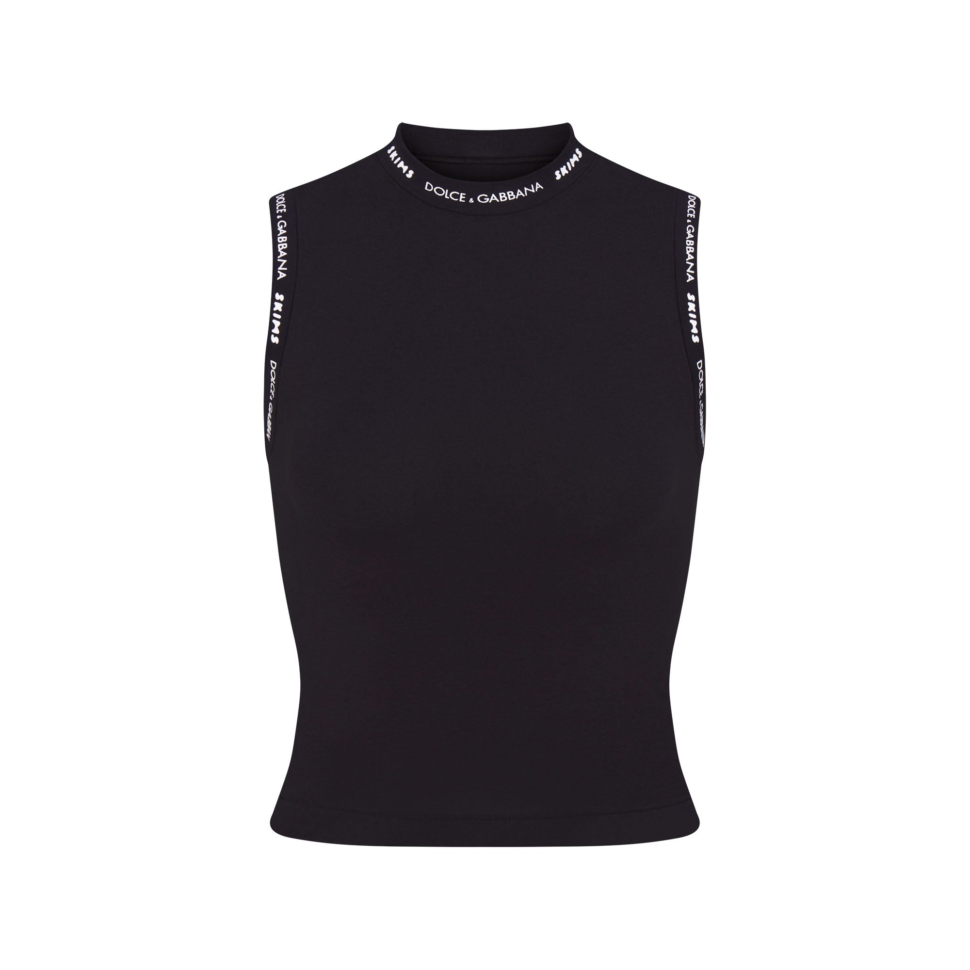 Skims Cotton Jersey Mock Neck Tank - Onyx | Editorialist