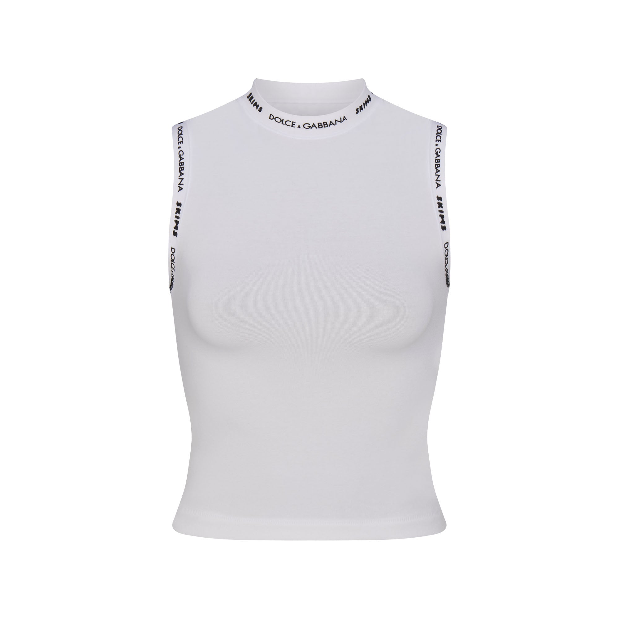 Skims Cotton Jersey Mock Neck Tank - Snow | Editorialist