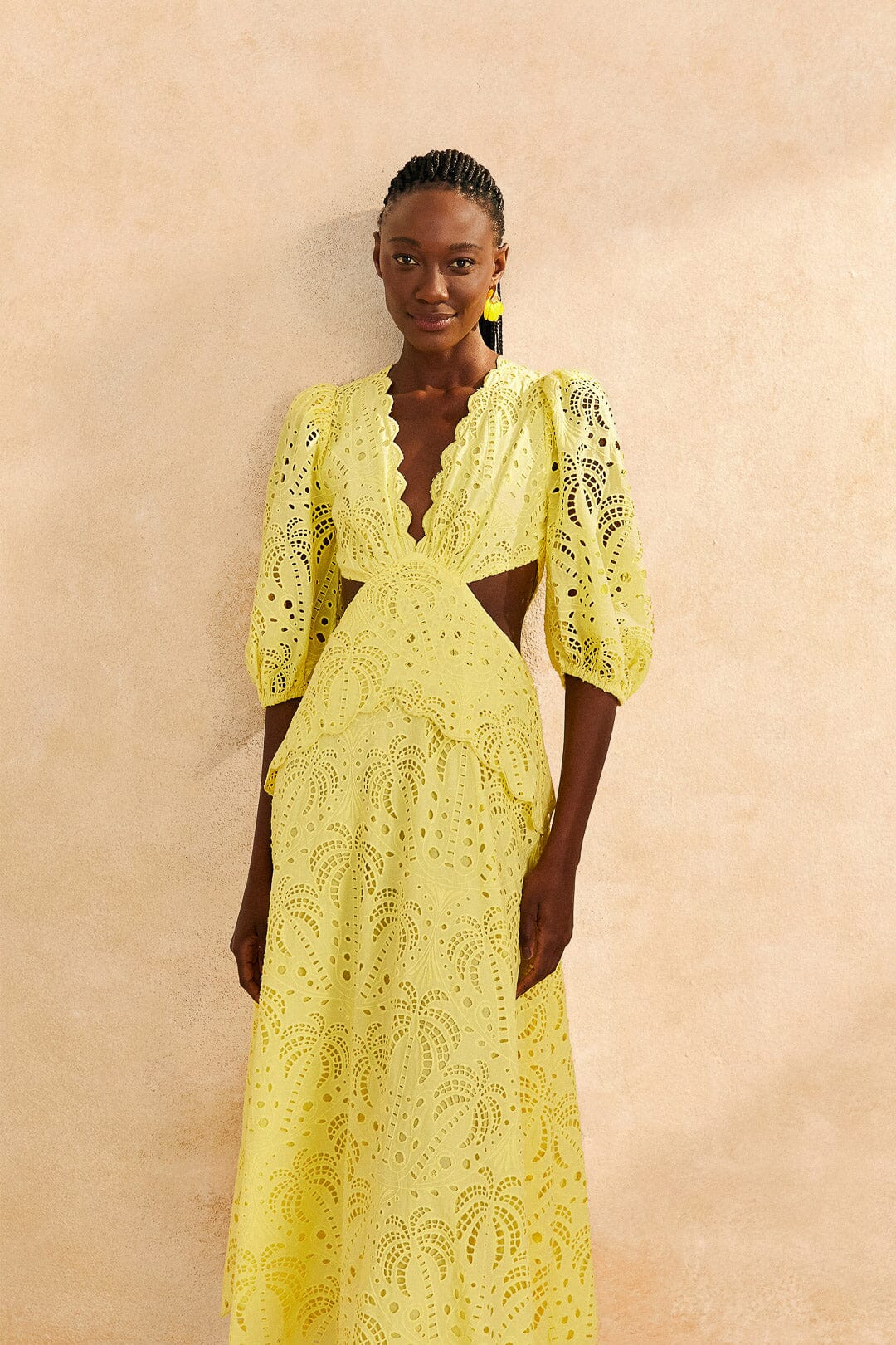 richelieu midi dress Farm Rio + Off White Richelieu Midi Dress