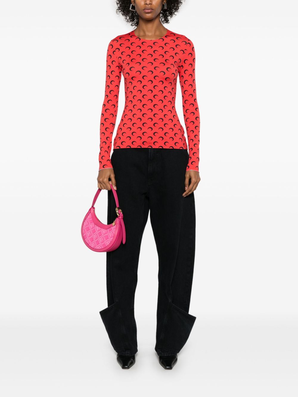 MARINE SERRE Marine Serre Moonogram-Pattern Long Sleeve Top