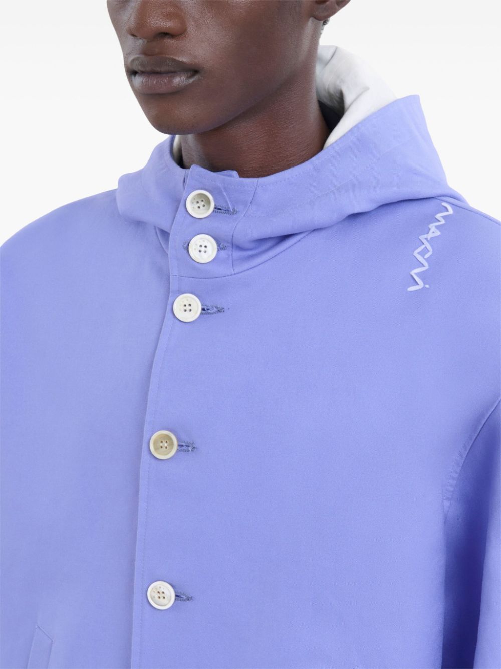 Buy Marni Logo-embroidered Hooded Jacket - Purple At 25% Off