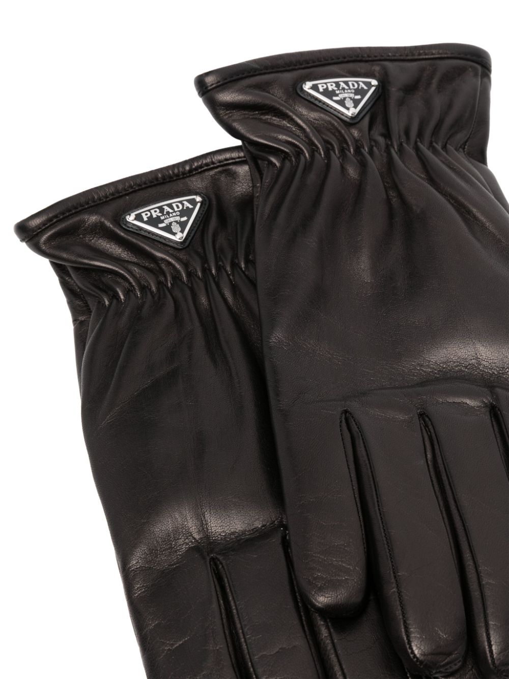 Prada Leather Gloves With Zipped Pouch - Purple | Editorialist