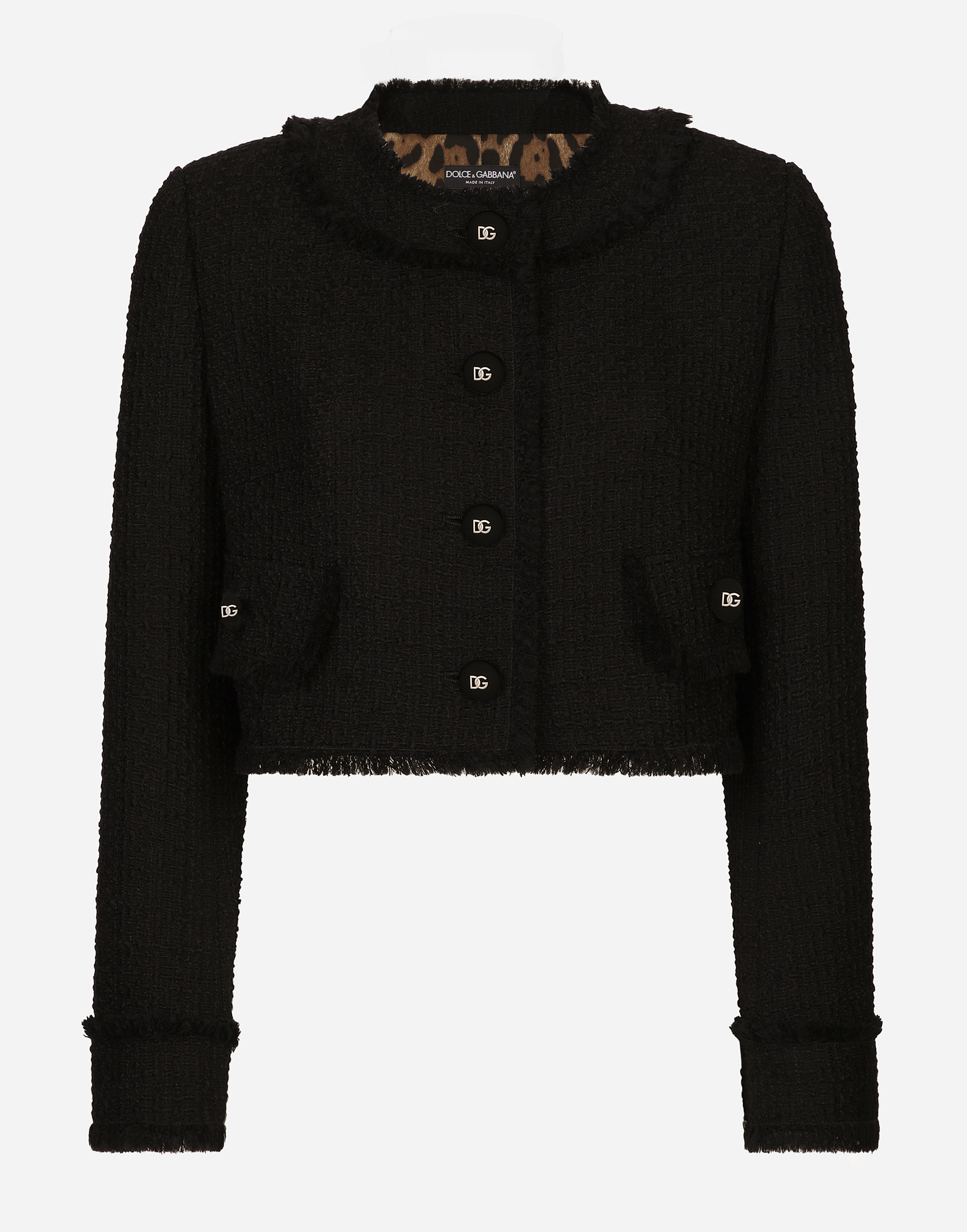 Dolce & Gabbana Short Raschel Tweed Jacket - Black