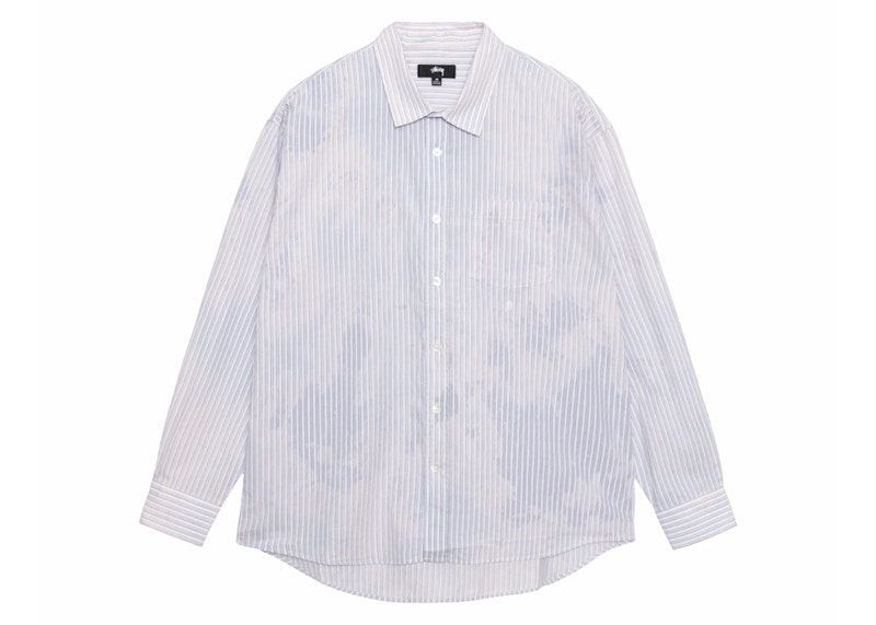 トップス STUSSYCLASSIC SHIRT STRIPED COTTON LINEN Stussy Classic Striped Cotton Linen Shirt Light Blue Men's