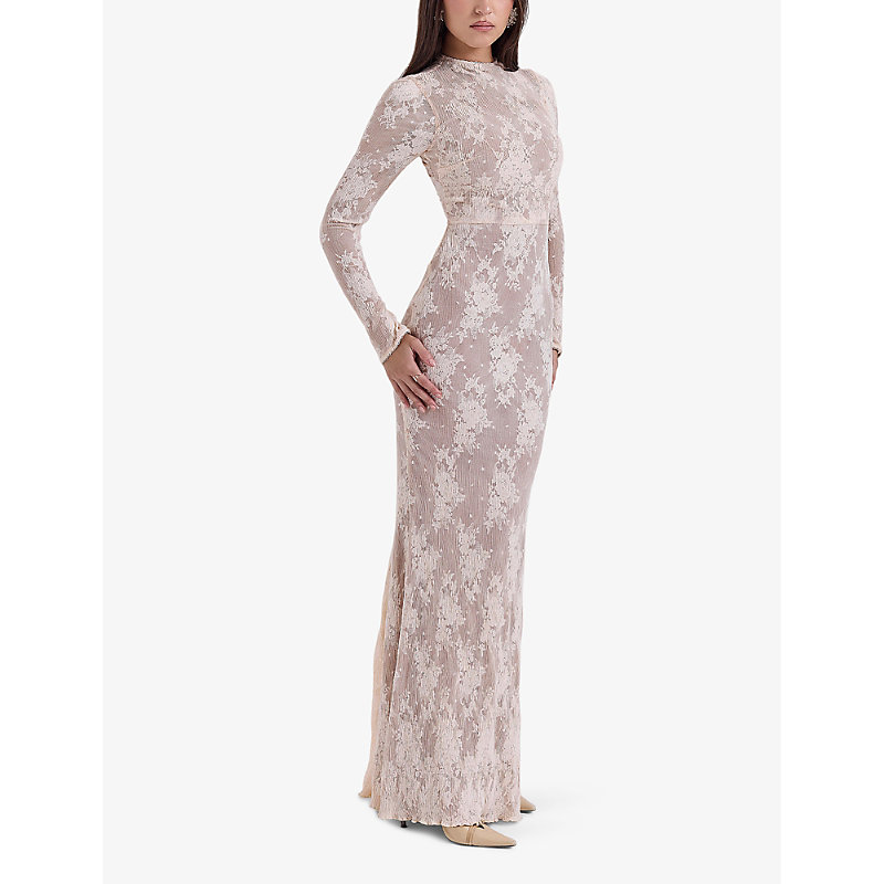 House OF CB Delilah Corseted Lace Maxi Dress - Vintage Cream