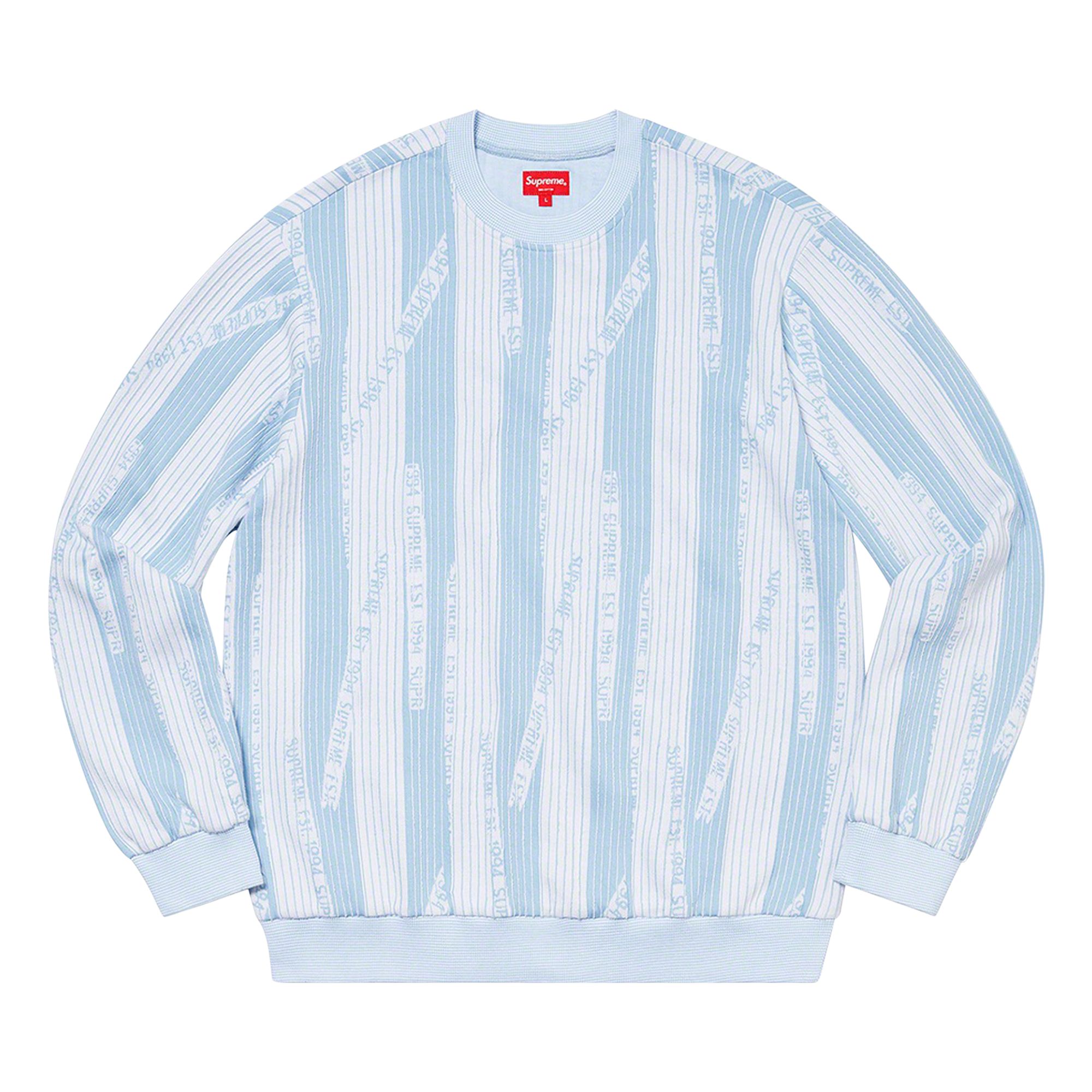 Supreme Textured Stripe Crewneck - Blue | Editorialist