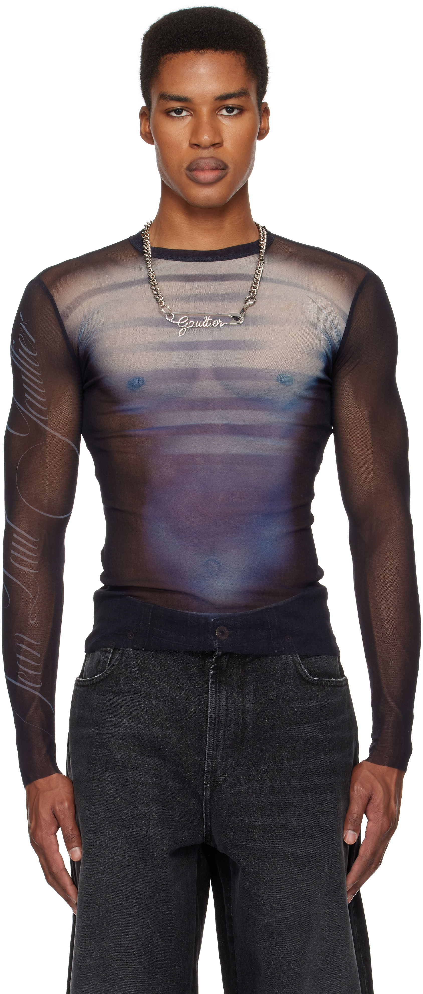 Buy JEAN PAUL GAULTIER Navy 'le Mâle' T-shirt - 595601-navy