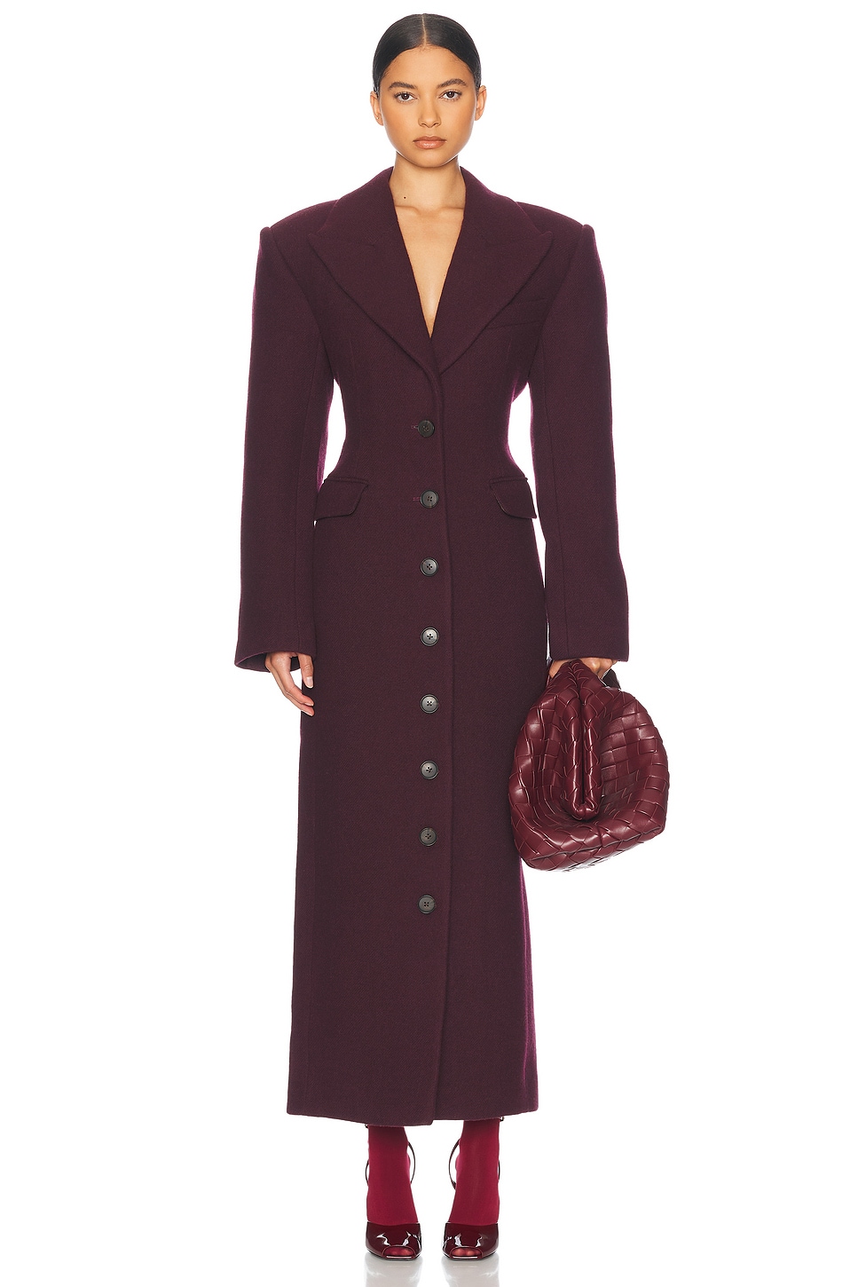 Helsa Italian Wool Blend Topcoat - Burgundy | Editorialist