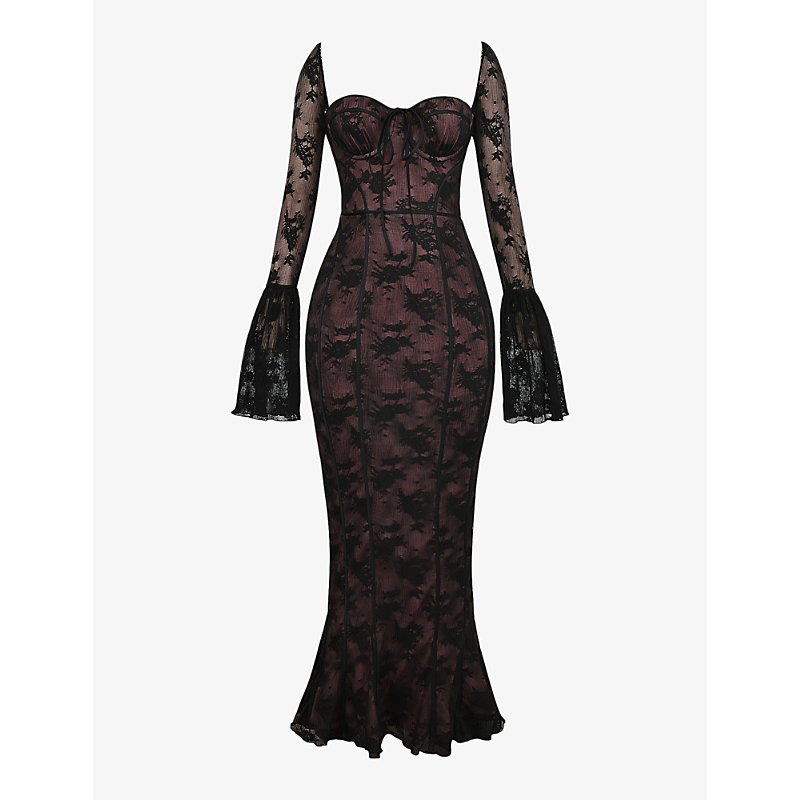 House OF CB Delilah Corseted Lace Maxi Dress - Black House OF CB Delilah Corseted Lace Maxi Dress - Black