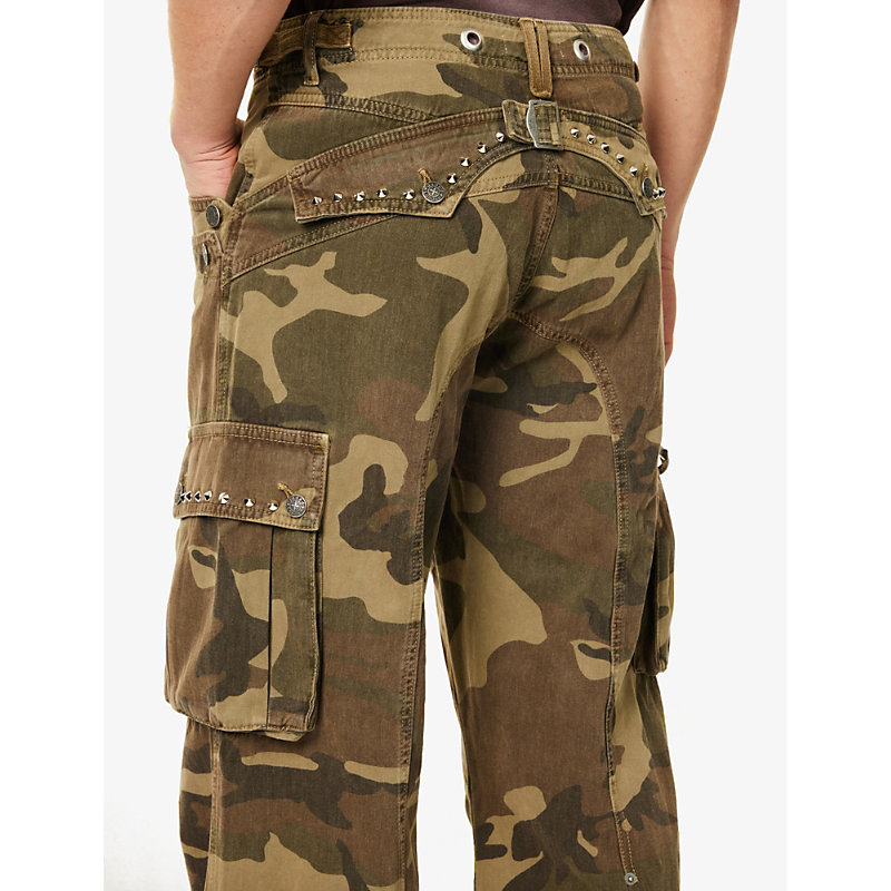Jaded London Trooper Camo Straight-Leg Trousers - Khaki