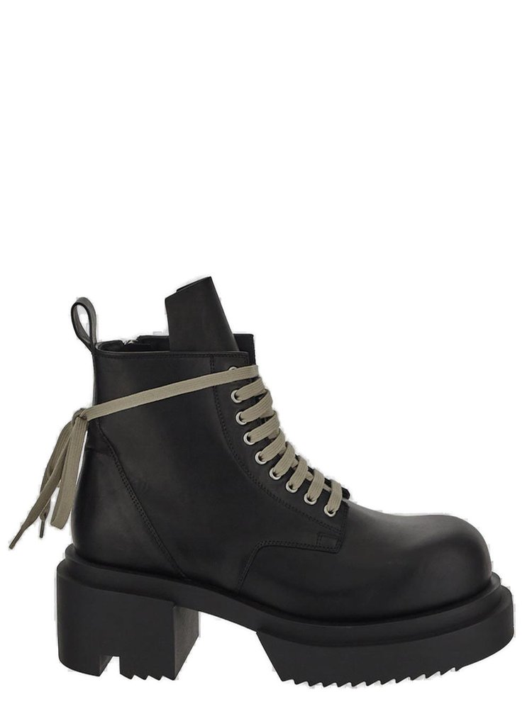 Rick Owens Low Army Bogun Lace-Up Boots In Black - 35% Off