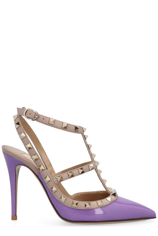 Buy Valentino Garavani Rockstud Pointed Toe Pumps Purple At 34