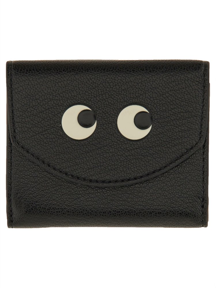 Anya Hindmarch Eyes Mini Trifold Zip Wallet In Black - 15% Off