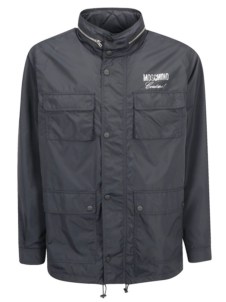 Moschino Printed Windbreaker In Grey 56% Off Editorialist