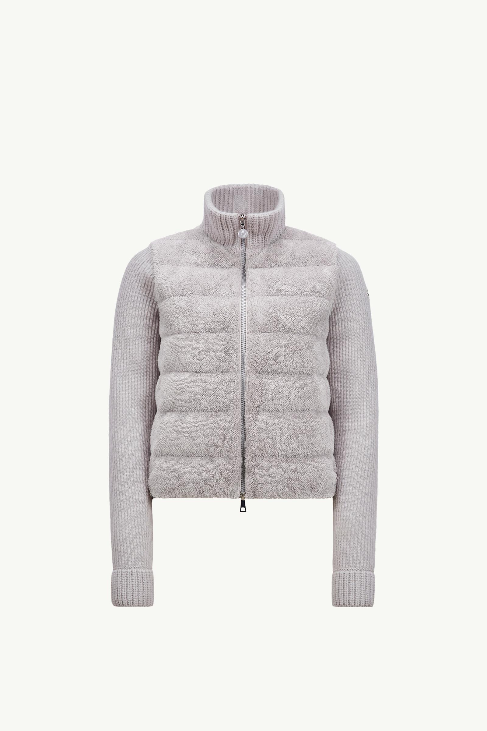 Moncler Padded Wool & Teddy Cardigan - Grey | Editorialist