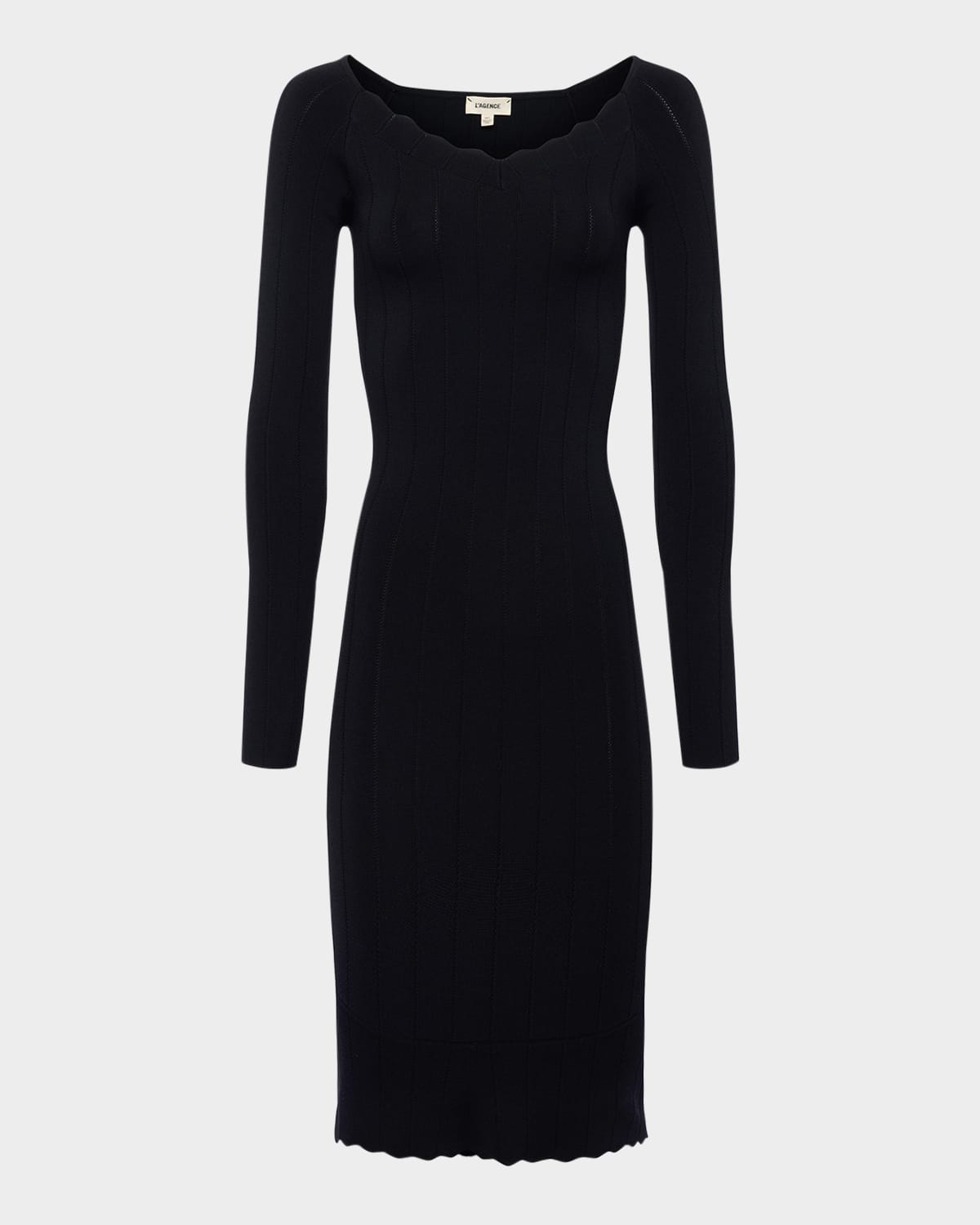 fitted lace wedding dress Azariah Long Sleeve Knit Midi Dress / Plum | Meshki main image 1