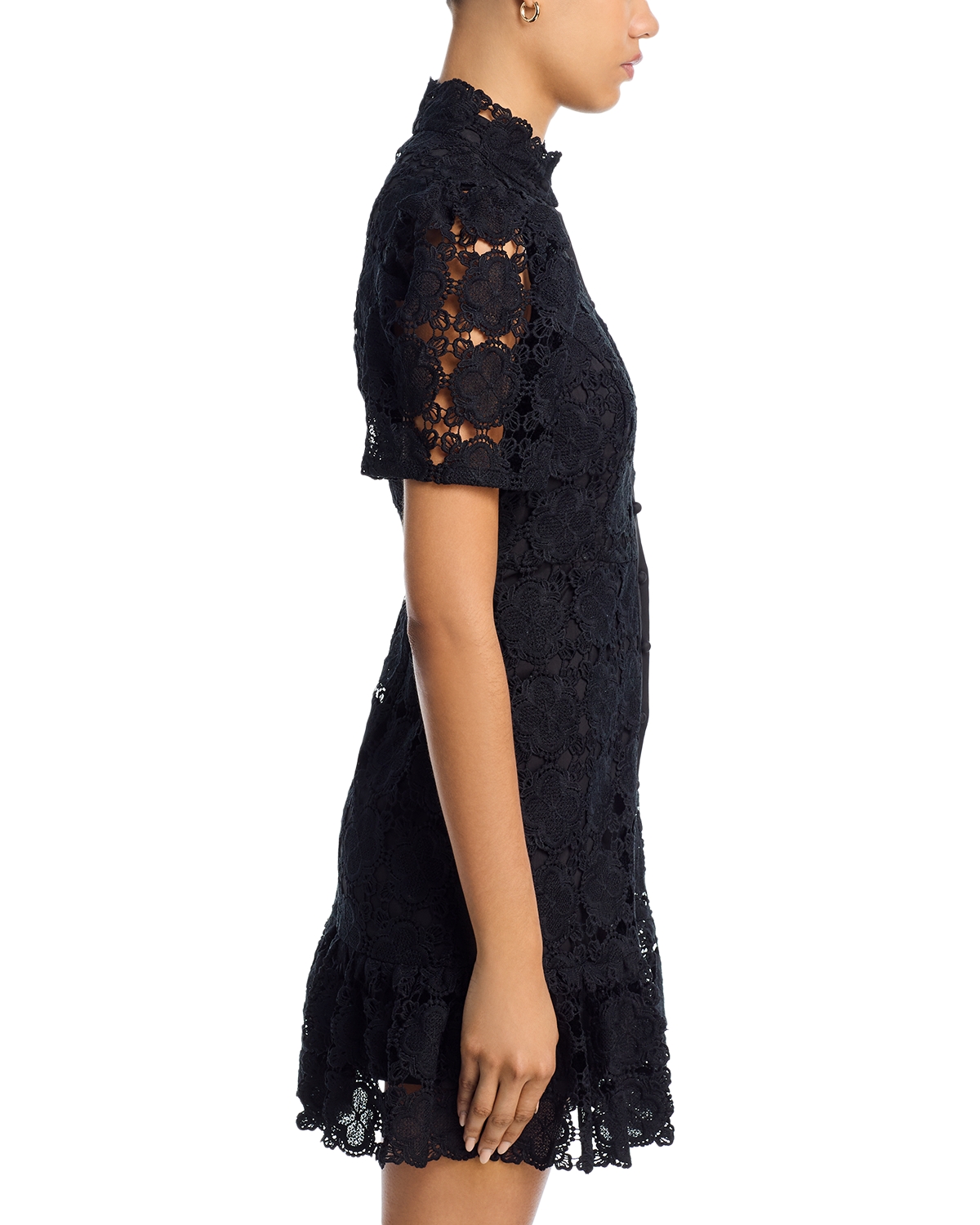 Aqua Floral Lace Mock Neck Mini Dress - White | Editorialist Aqua Floral Lace Mock Neck Mini Dress - White | Editorialist