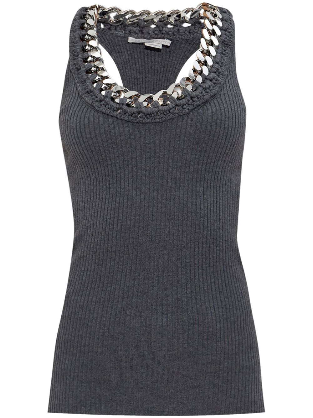 Stella Mccartney Falabella Chain Detail Rib Tank In Dark Grey