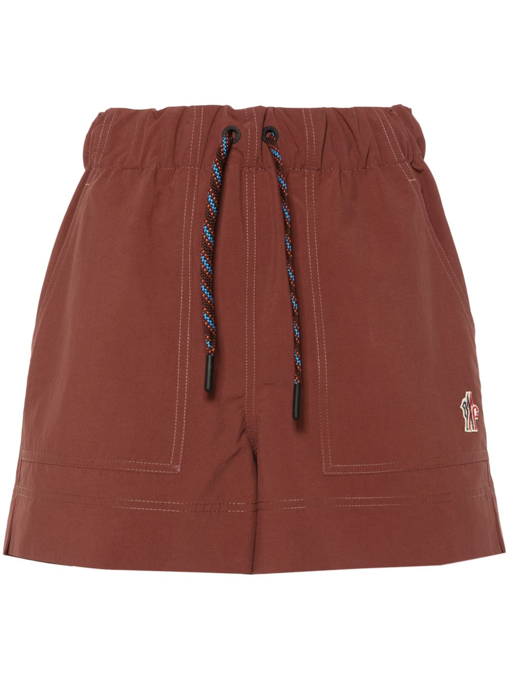 Moncler Logo-Patch Froissé Shorts - Brown | Editorialist