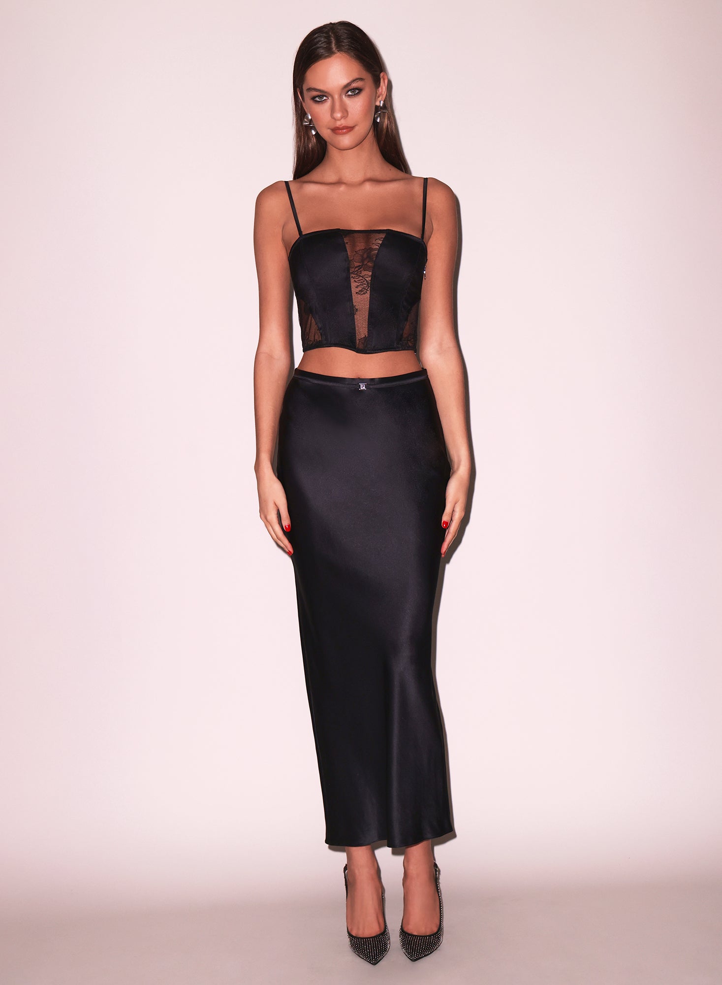 FLEUR DU MAL Fleur du Mal Silk & Bouquet Lace Corset Top
