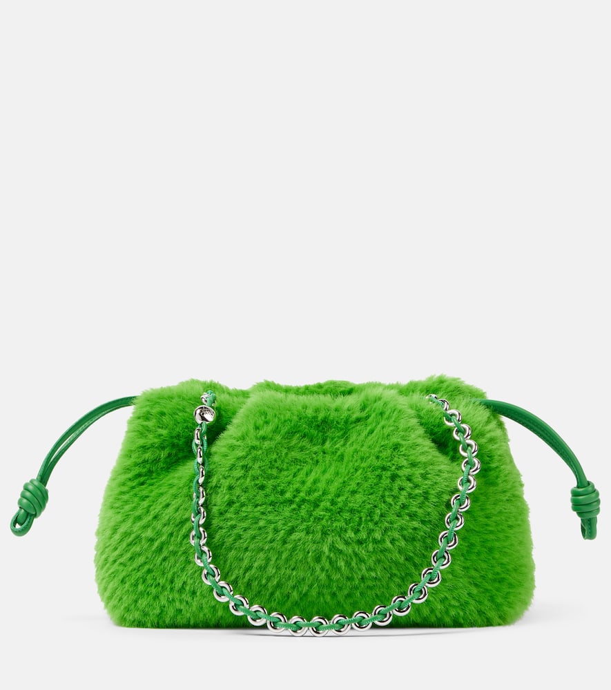 Loewe Flamenco Small Faux Fur Clutch - Green | Editorialist