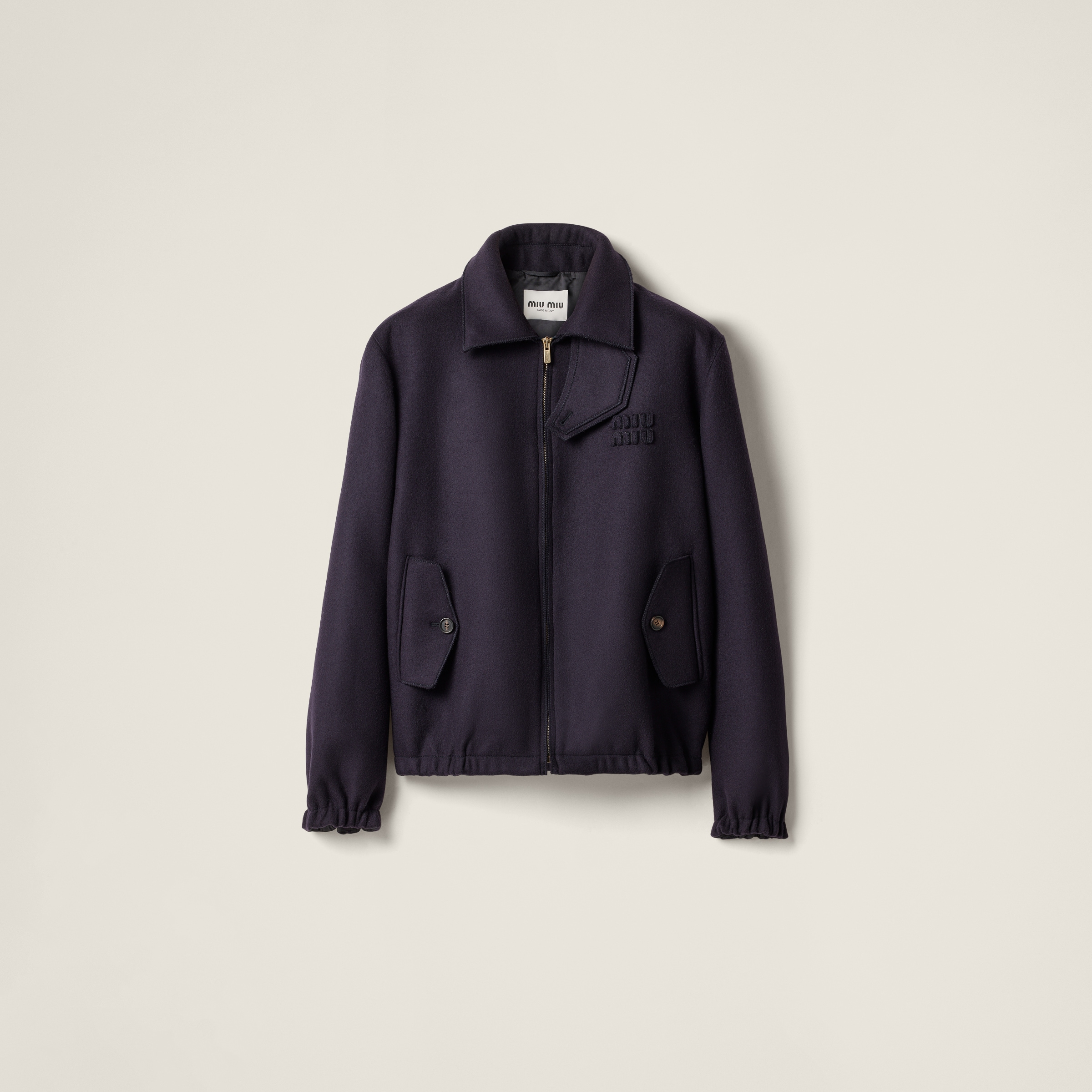 Miu Miu Wool Blouson Jacket - Navy | Editorialist