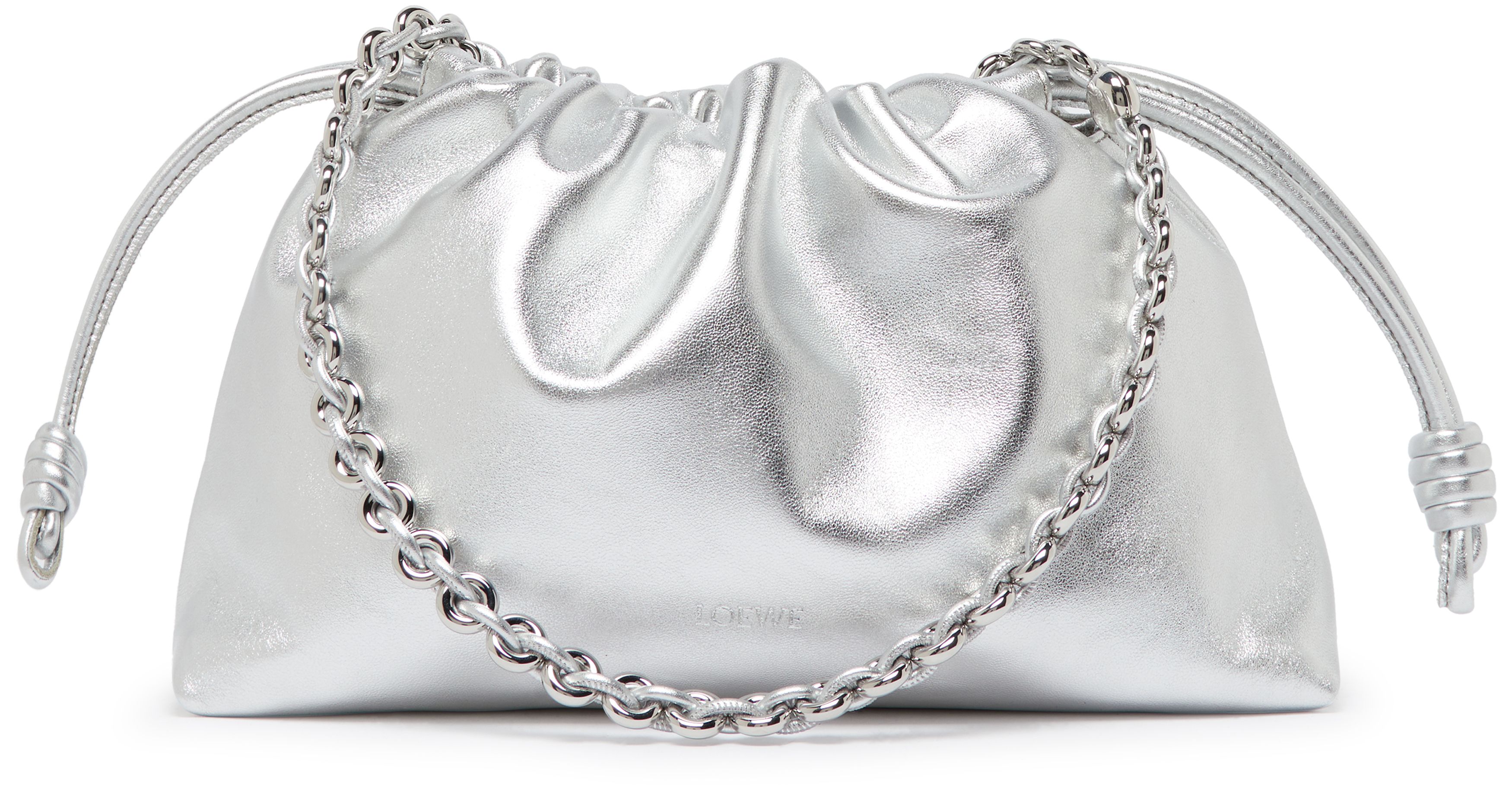 Loewe Flamenco Metallic Nappa Leather Clutch - Silver Loewe Flamenco Metallic Nappa Leather Clutch - Silver