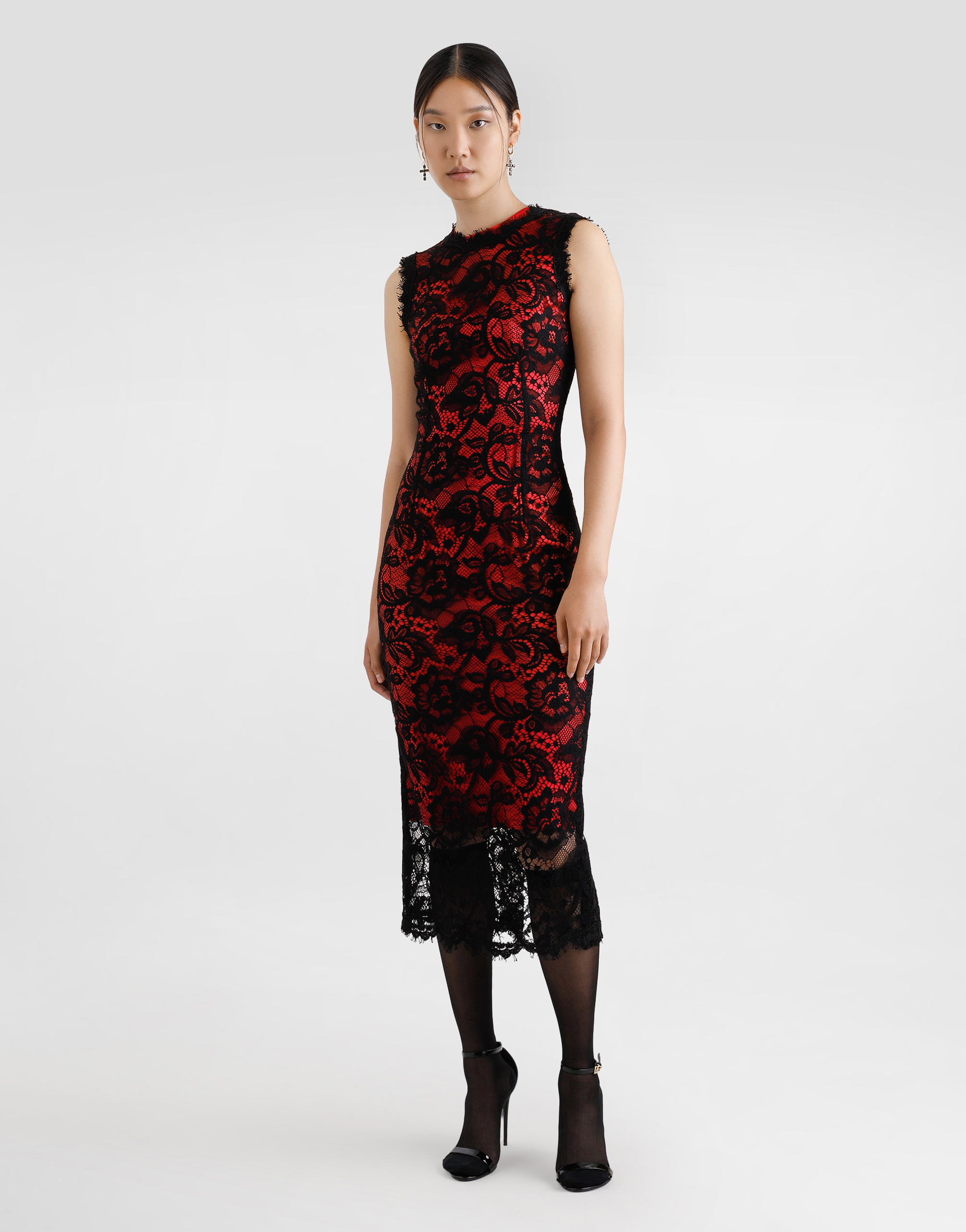 Dolce & Gabbana Floral Lace Sheath Dress - Black Dolce & Gabbana Floral Lace Sheath Dress - Black