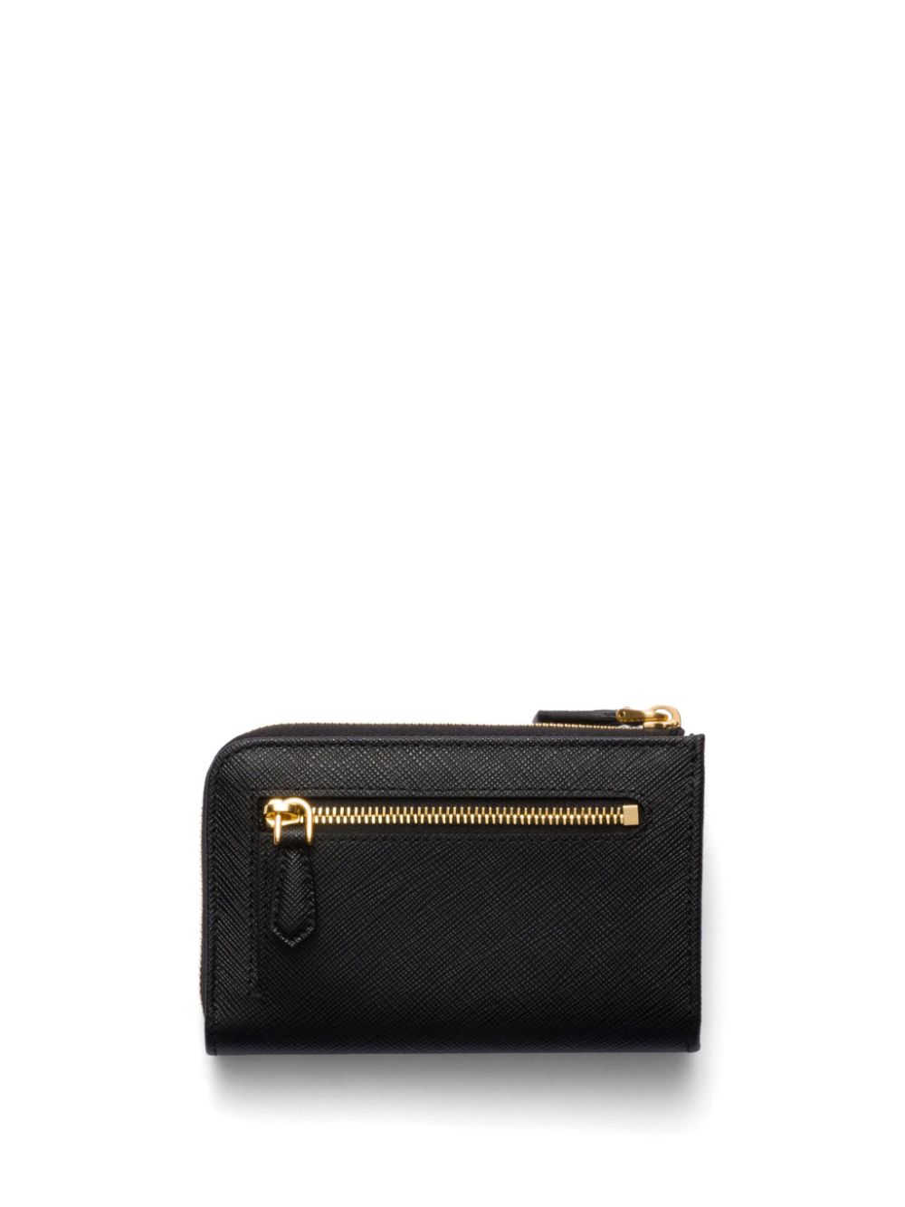 Prada Triangle-Logo Leather Keychain - Black | Editorialist