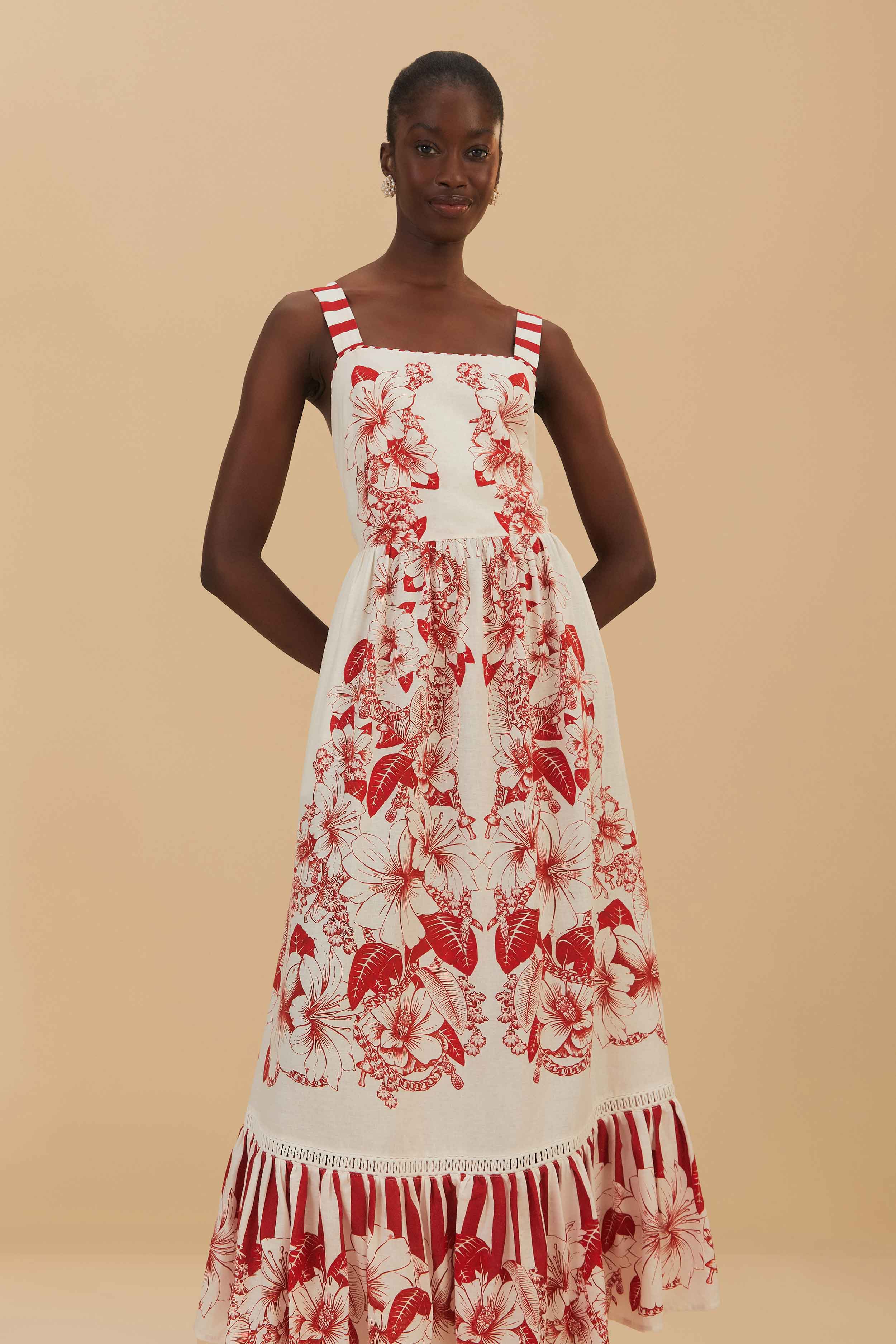 chinese dress ladies Off-White Flowers Arch Pleats Maxi Dress main image 0