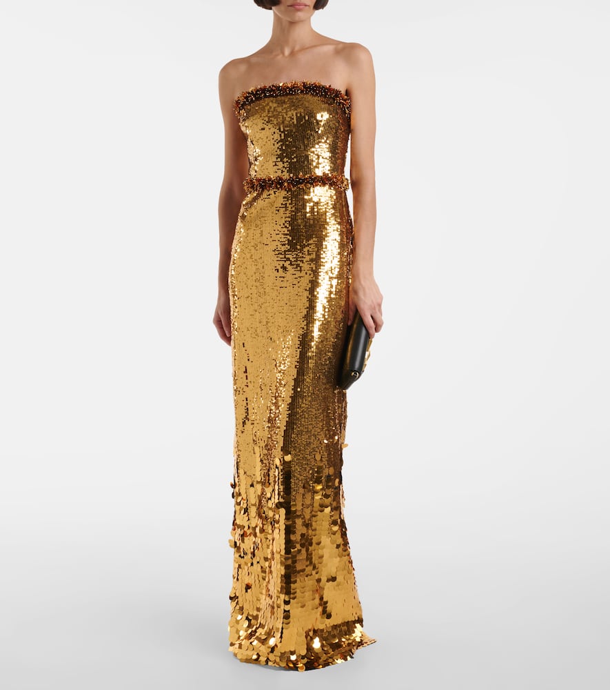 Rebecca Vallance Golden Hour Sequined Gown - Gold | Editorialist
