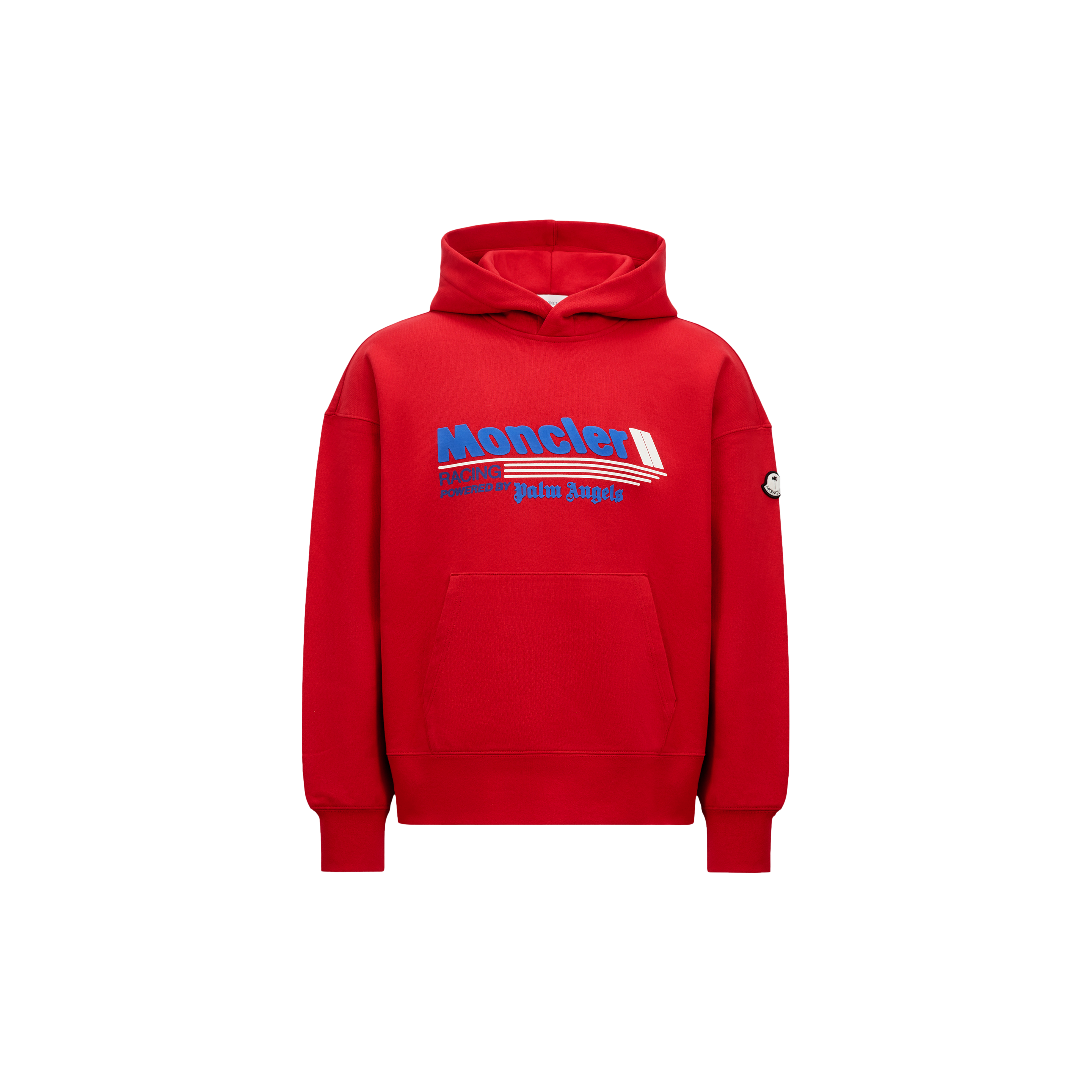 Moncler X Palm Angels Racing Logo Cotton Hoodie - Red | Editorialist