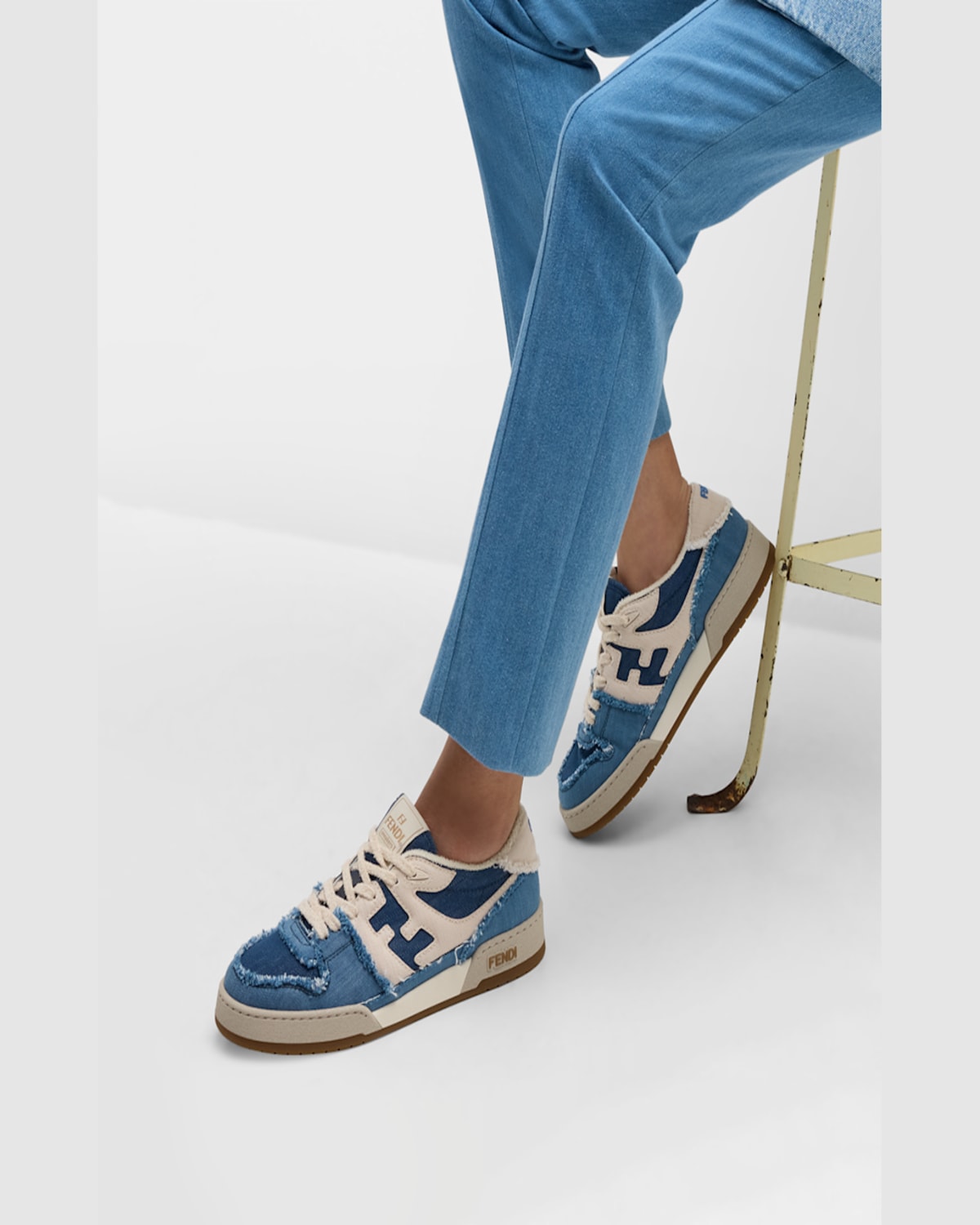 Fendi Match Denim Sneakers Blue Editorialist