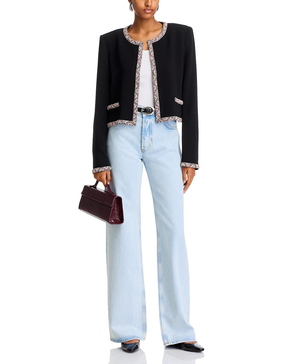 CINQ À SEPT Sunburst Stacked Collarless Jacket