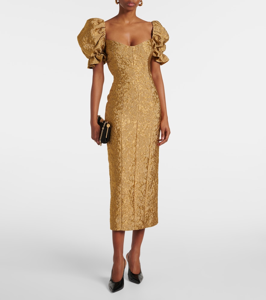 MARKARIAN Farrah Floral Brocade Midi Dress