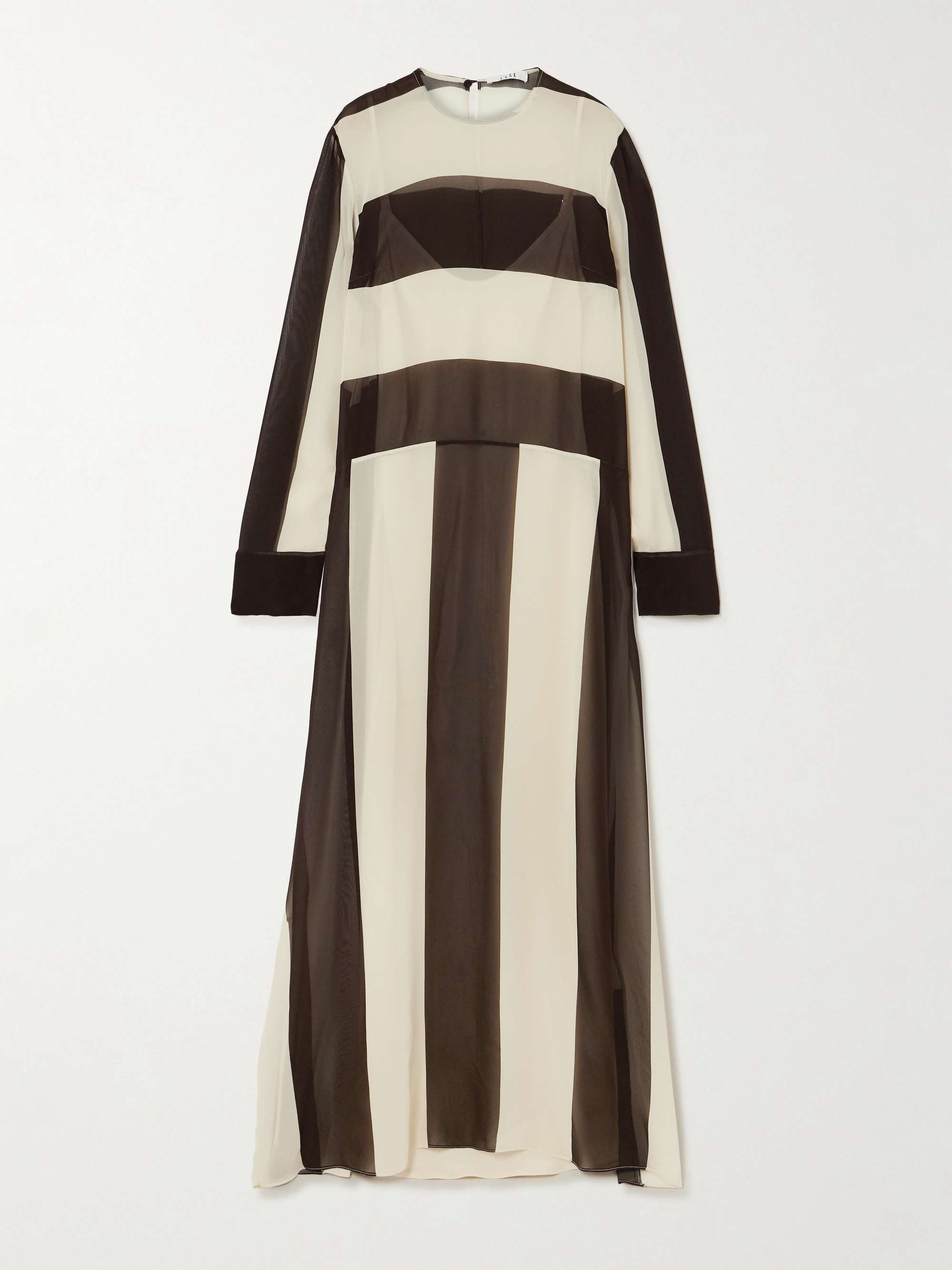 Esse Studios Striped Silk-Chiffon Maxi Dress - Brown | Editorialist