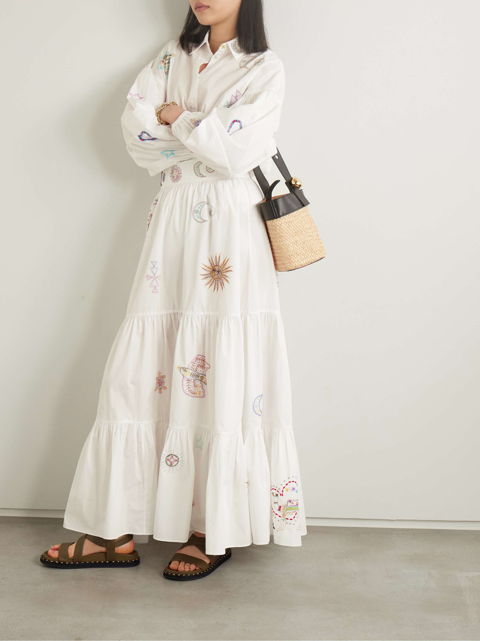 Camilla Living In Color Embellished Embroidered Maxi Skirt In White - 40% Off | Editorialist Camilla Living In Color Embellished Embroidered Maxi Skirt In White - 40% Off | Editorialist