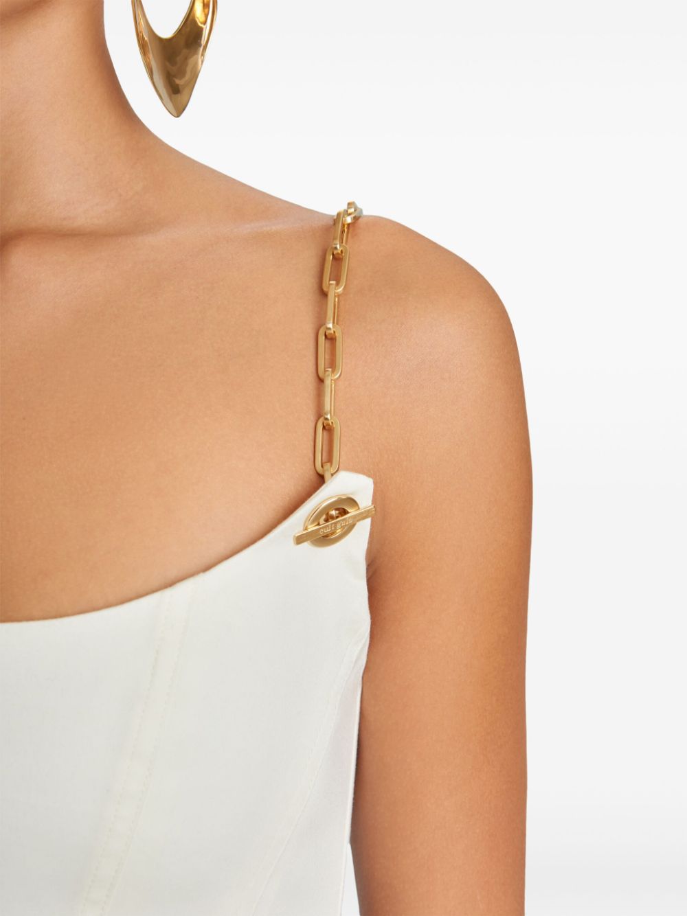 white dress with gold chain straps White Estella Mini Dress main image 1