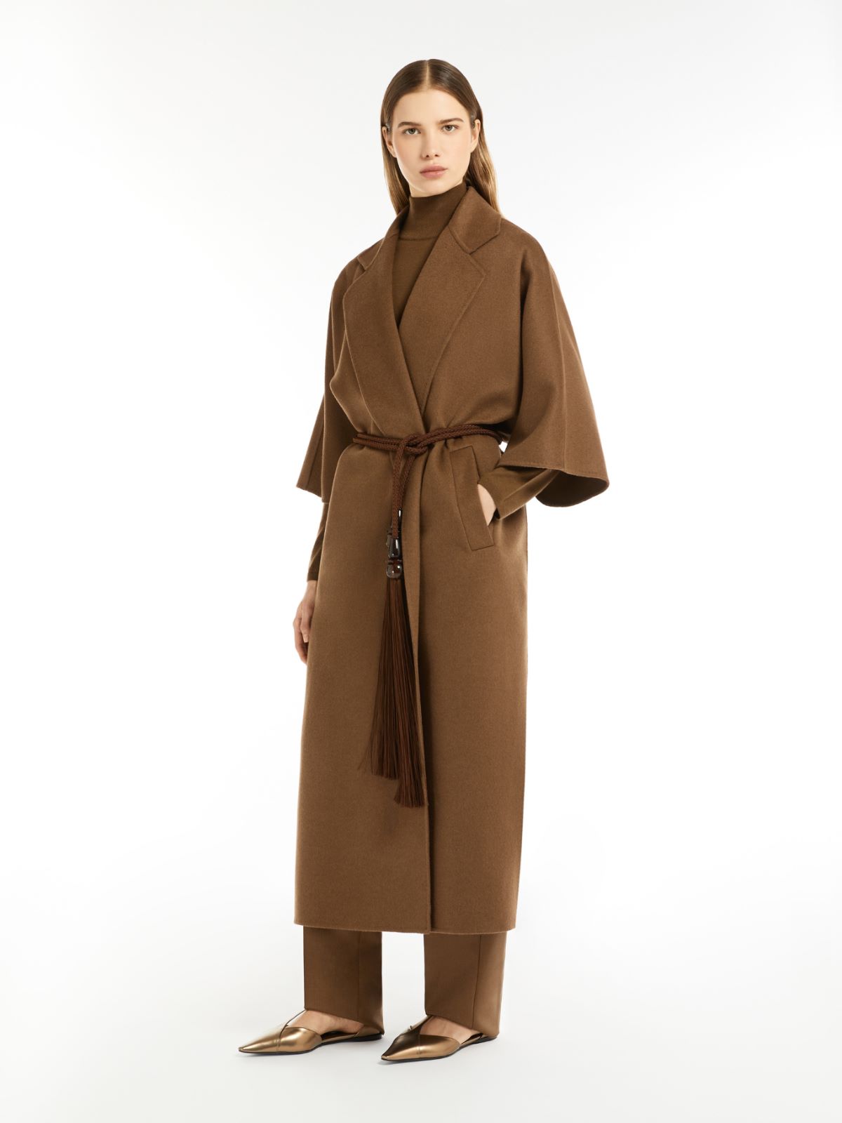 Max Mara Camel Drap Cape Coat In Tobacco - 30% Off