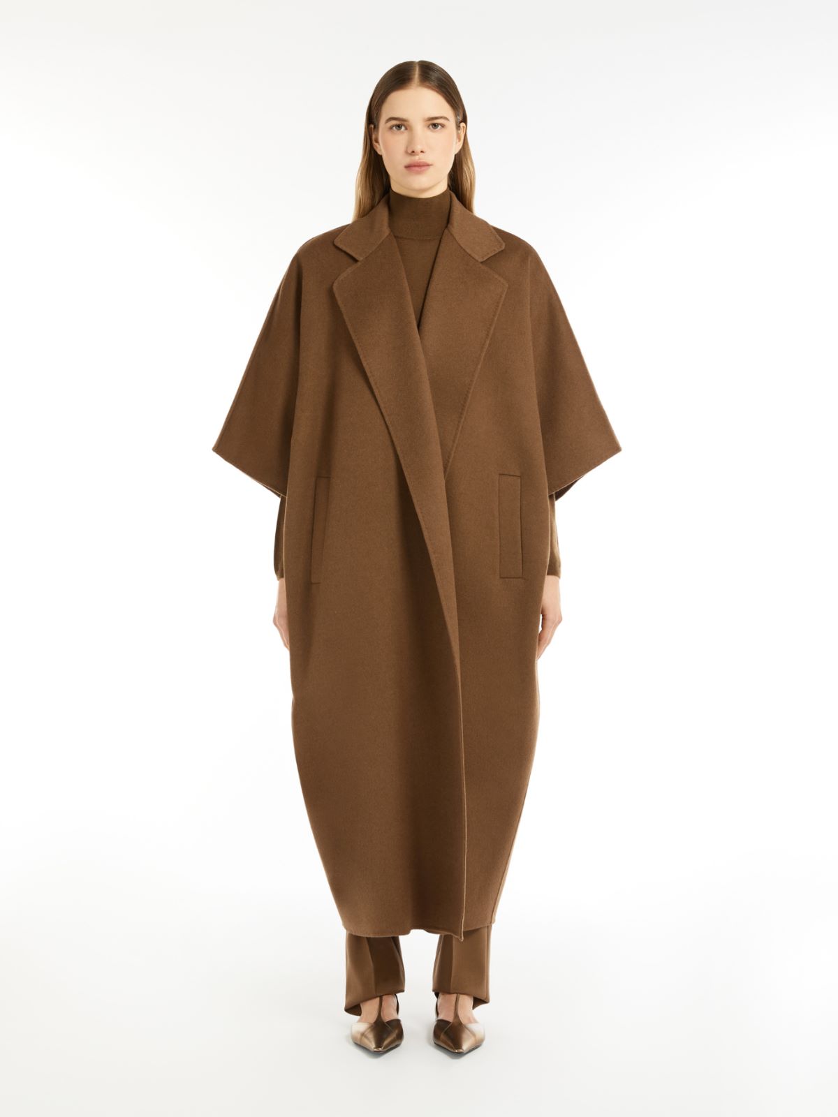 ポンチョ・ケープ MAX MARA CAMEL DRAP CAPE COAT Max Mara Camel Drap Cape Coat In Tobacco - 30% Off